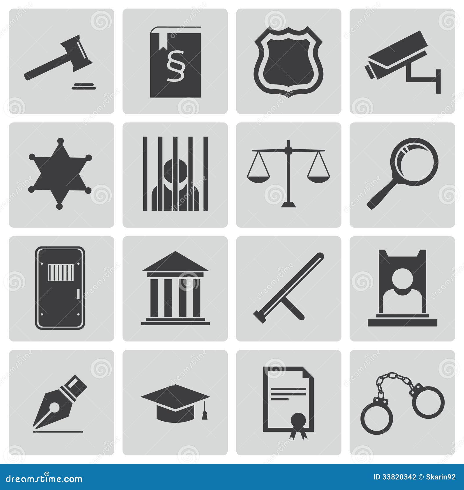 Law And Justice Icons. Legislation And Court, Judge And Lawyer ...