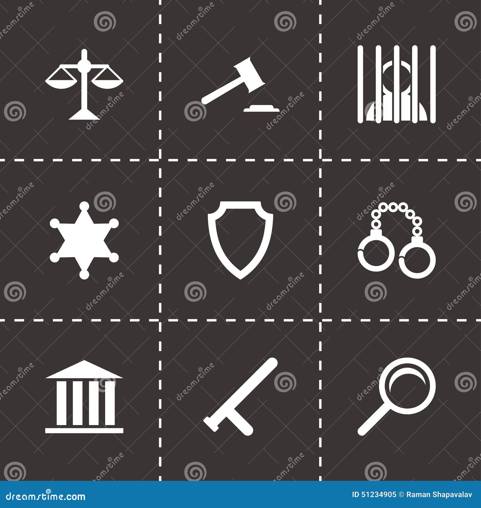 Vector Black Justice Icons Set Stock Vector - Illustration of judge ...