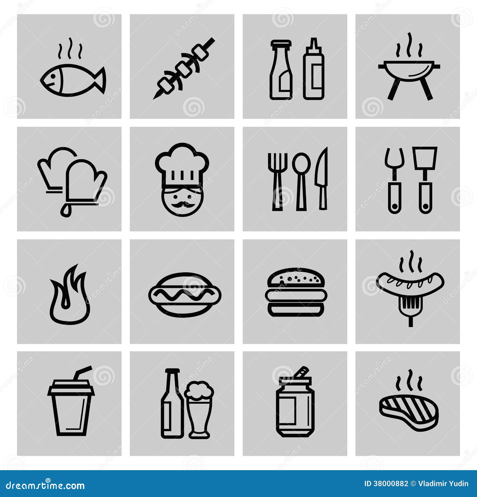 Vector Black Kitchen Icons Set Stock Vector - Illustration of coal ...