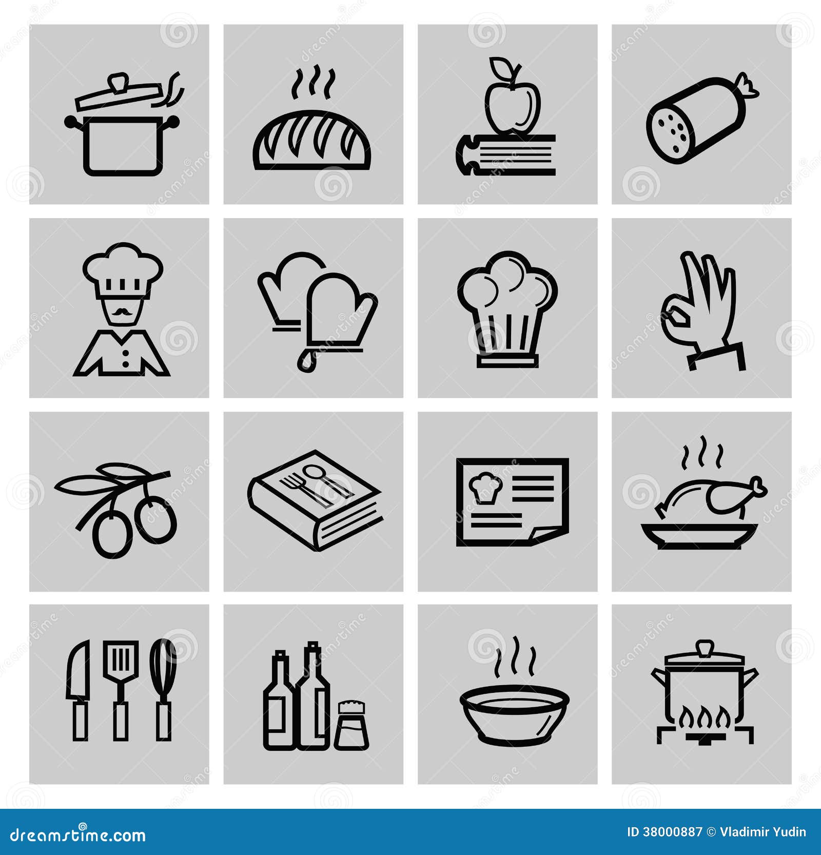 Vector Black Kitchen Icons Set Stock Vector - Illustration of cooking ...