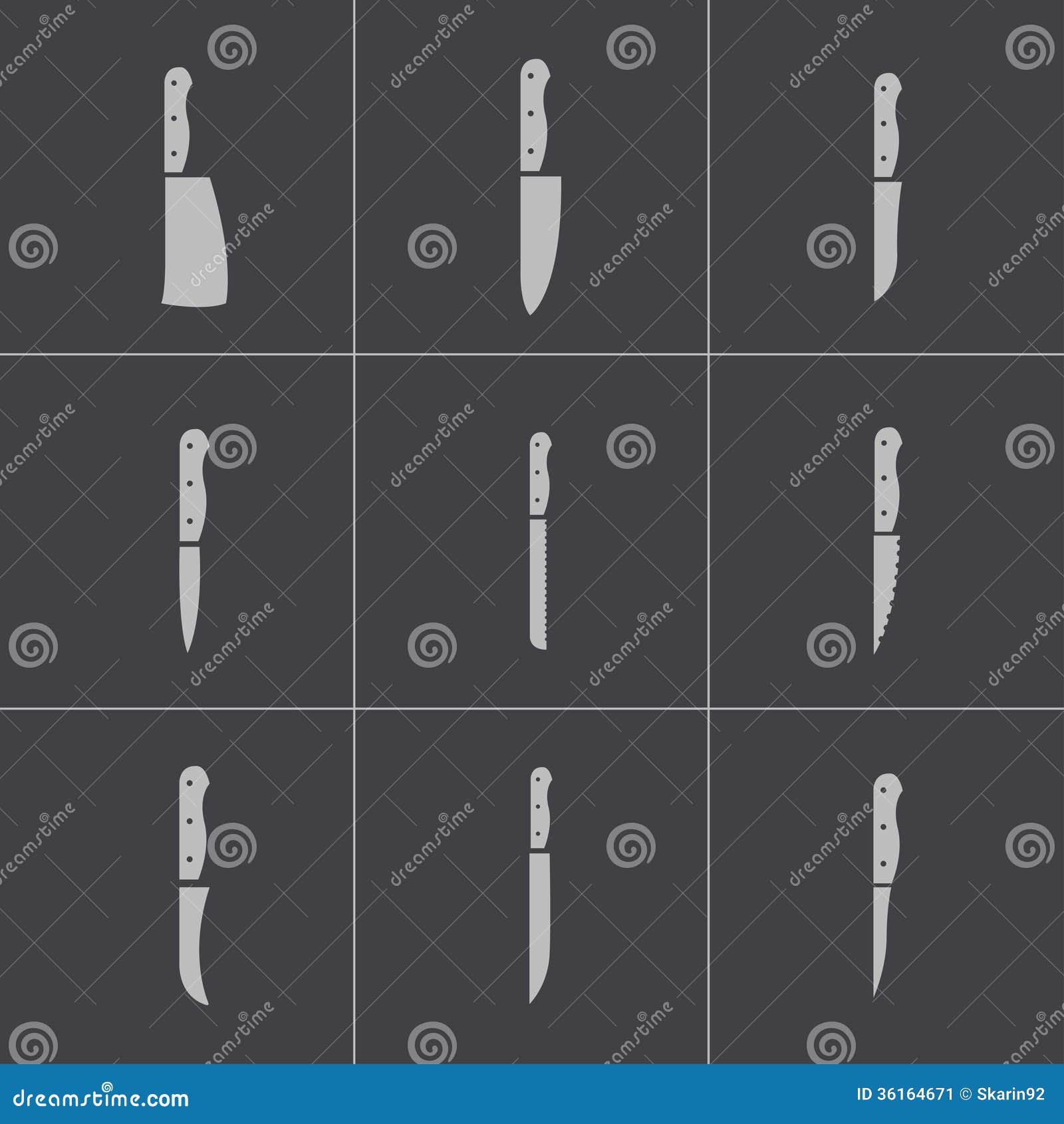 Vector Black Kitchen Knife Icons Set Stock Vector - Illustration of ...