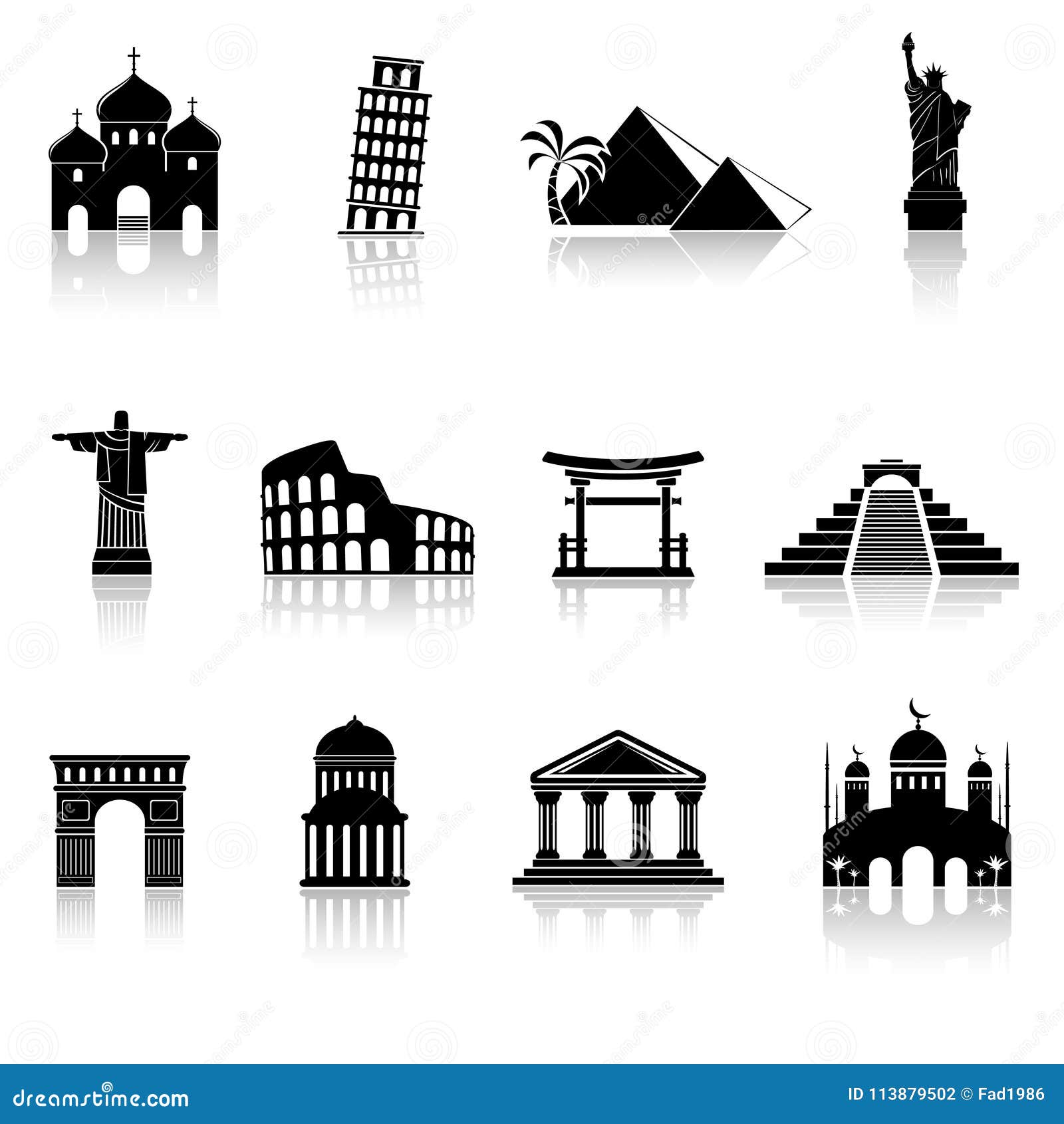 Vector landmarks icons set stock vector. Illustration of indigenous ...