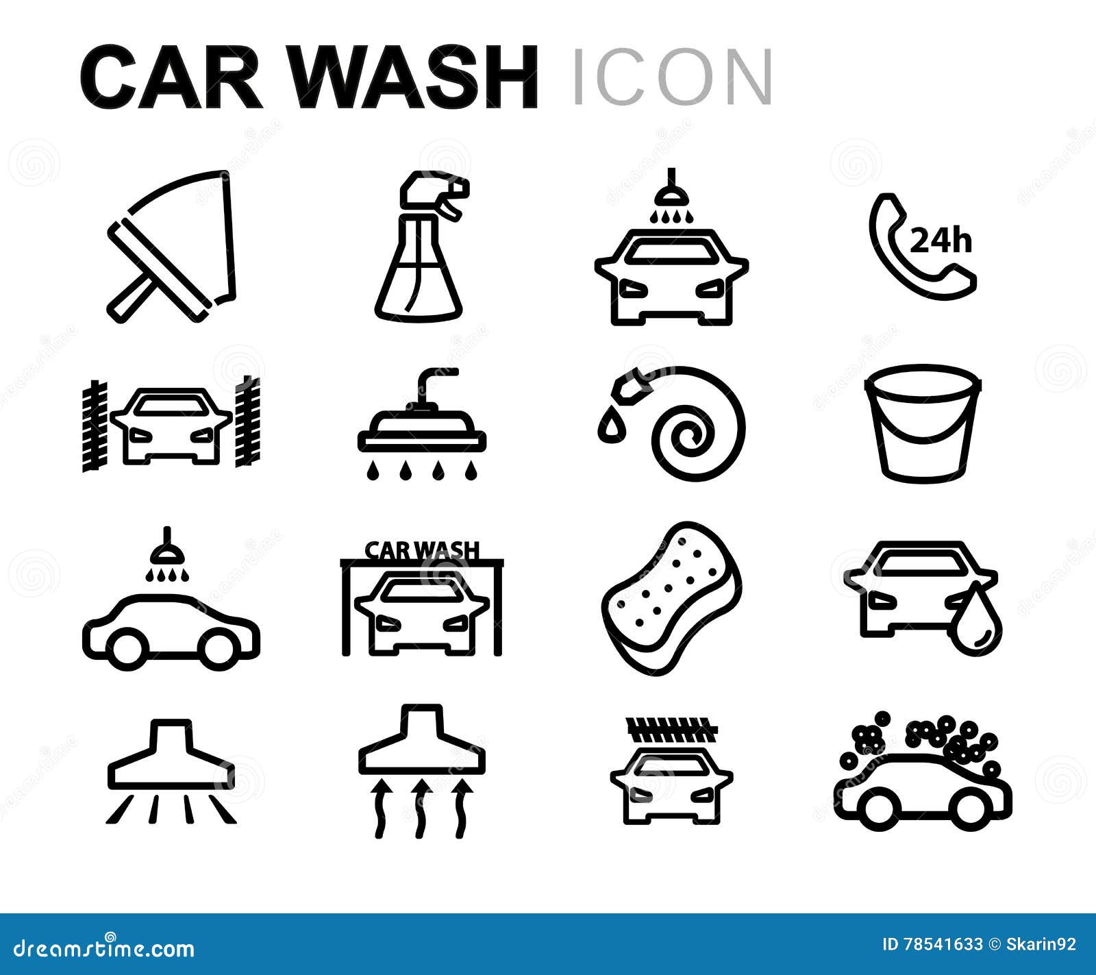Car Wash Icons On Copperplate Vector Illustration | CartoonDealer.com ...