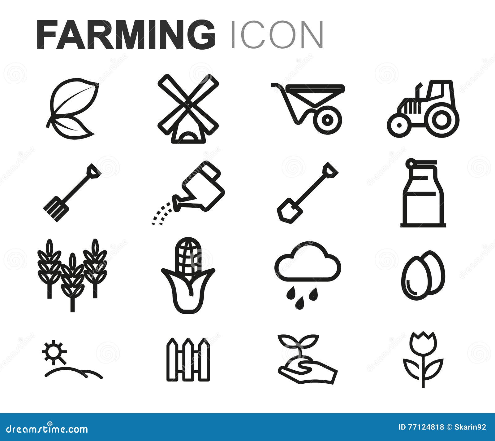 Farming Icons And Black Background Cartoon Vector | CartoonDealer.com ...
