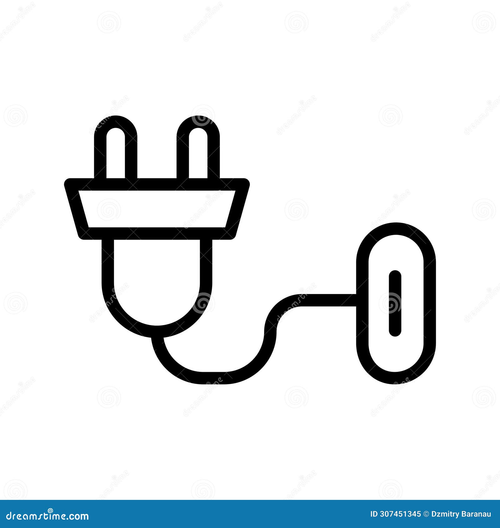 Vector Black Line Icon Charging Socket Isolated on White Background ...