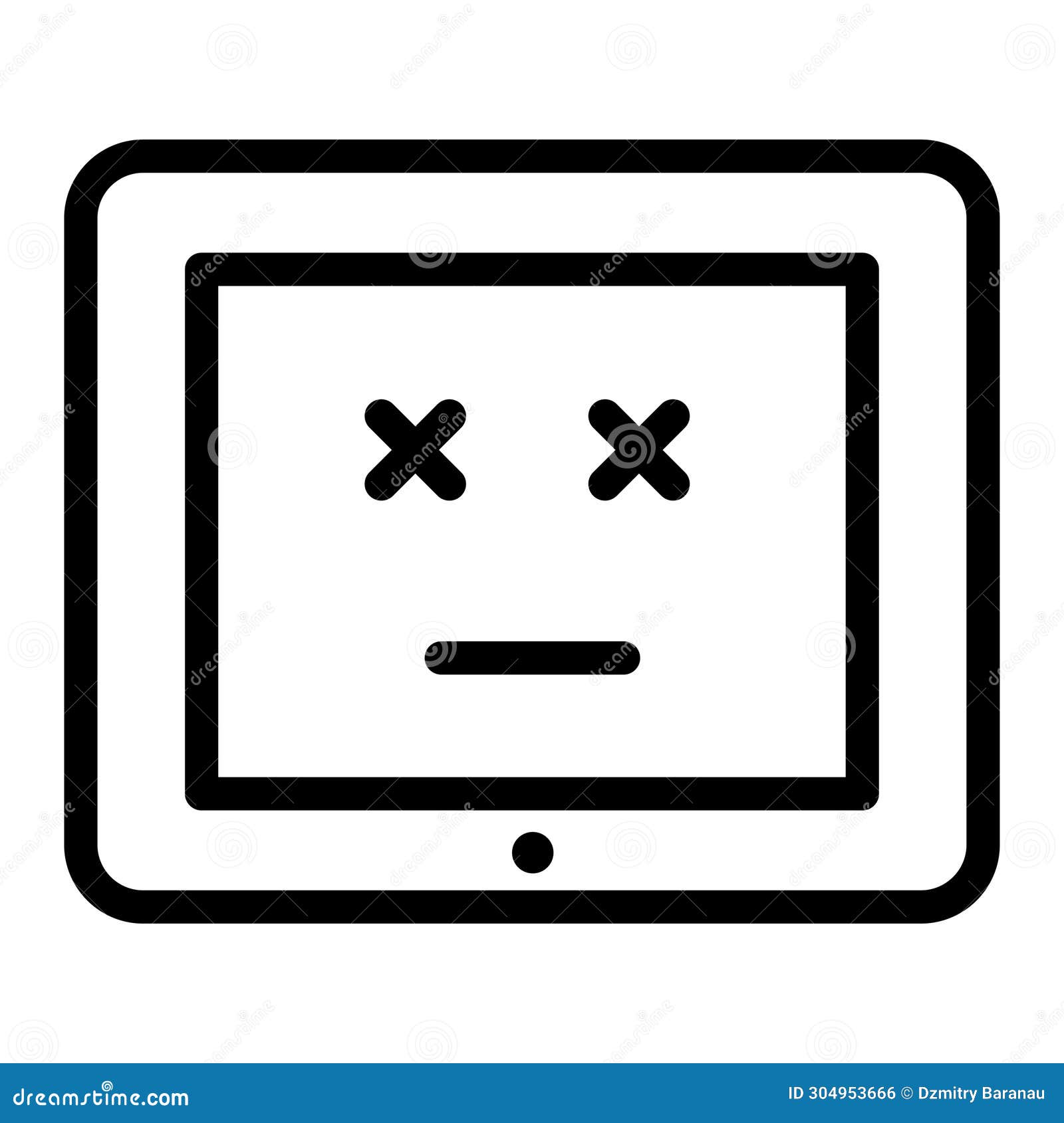 Vector Black Line Icon Dead Device Isolated on White Background Stock ...