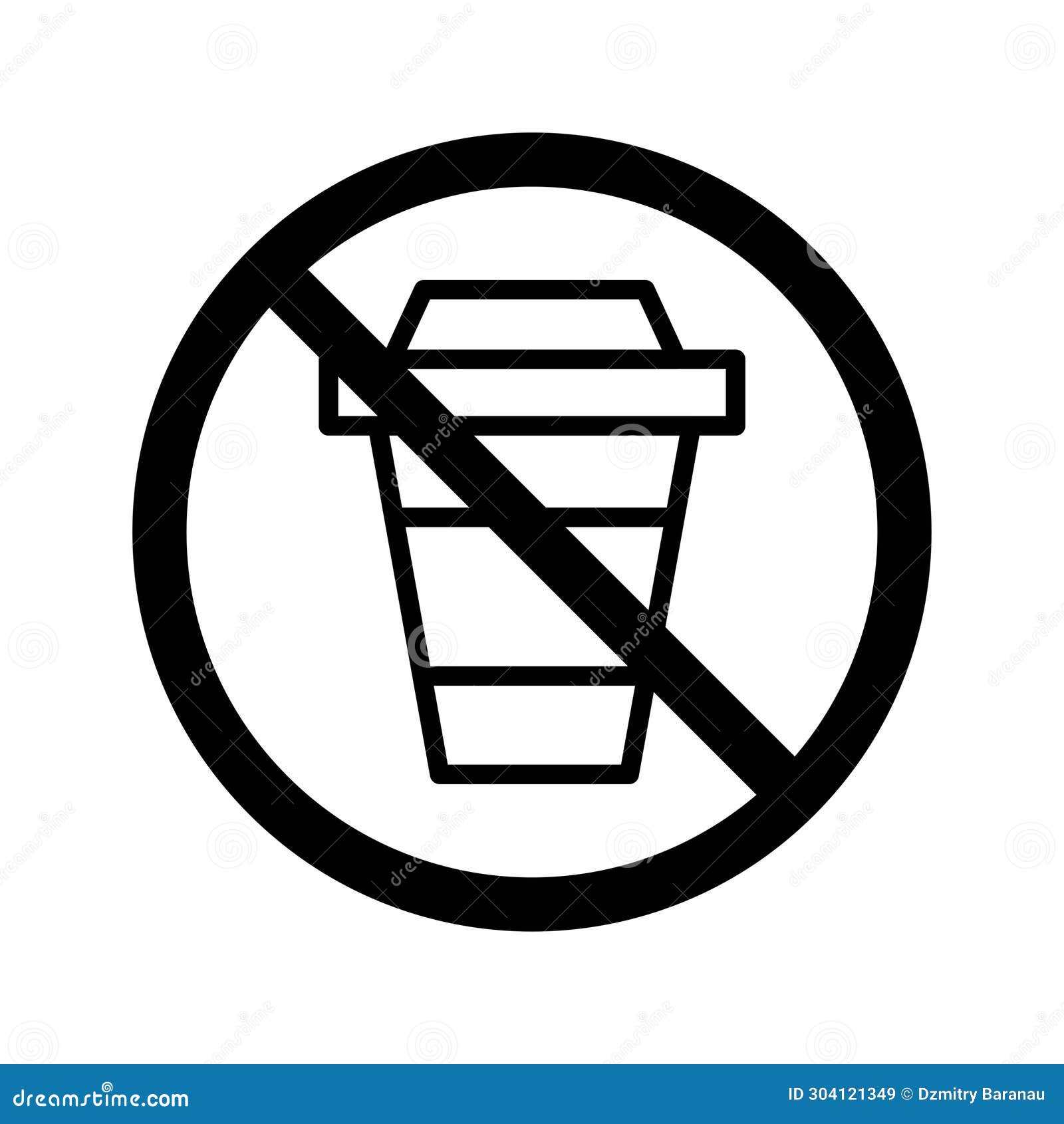 Vector Black Line Icon Forbidden To Drink Coffee Isolated on White ...