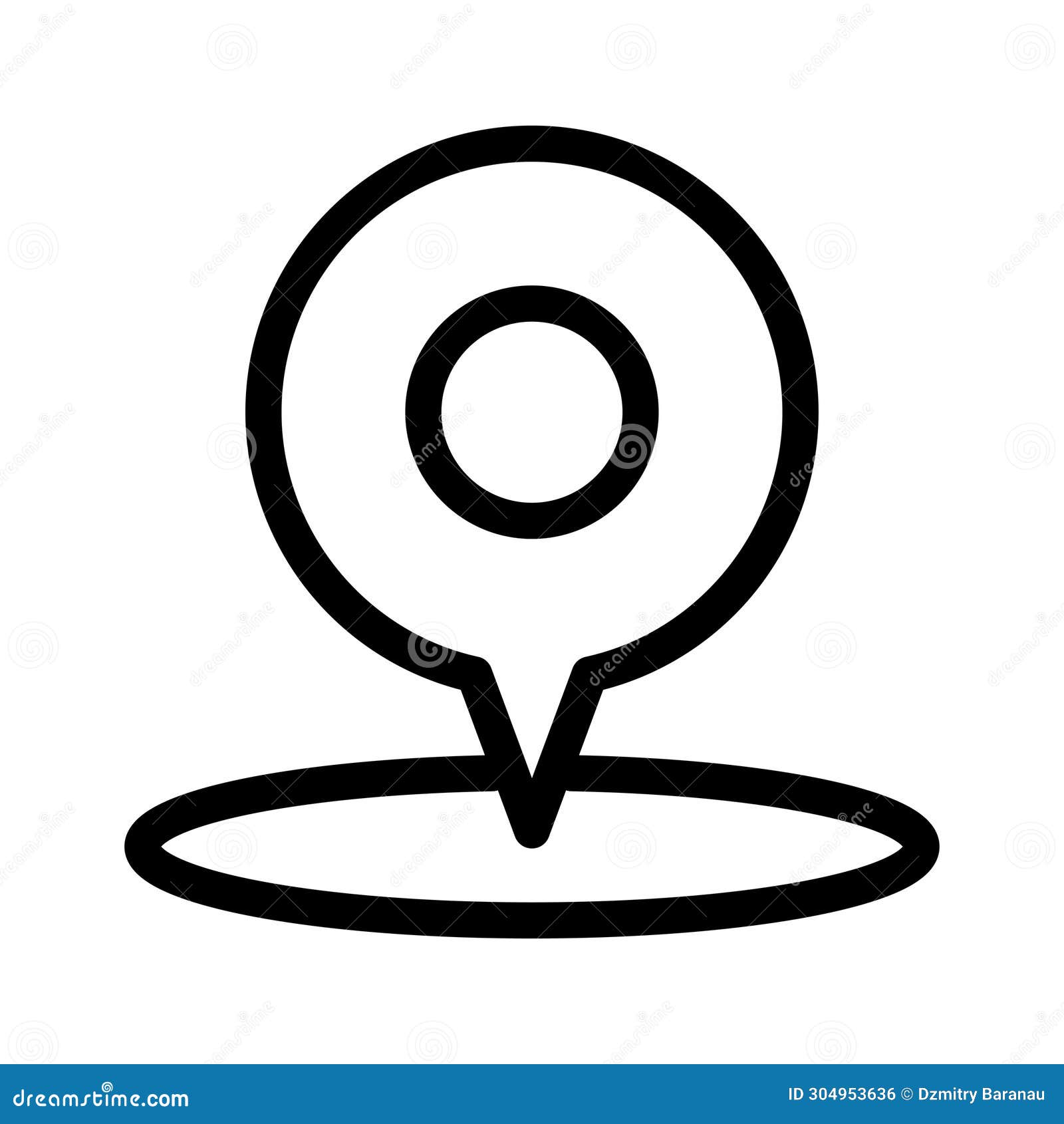 Vector Black Line Icon Location Indicator Isolated on White Background ...