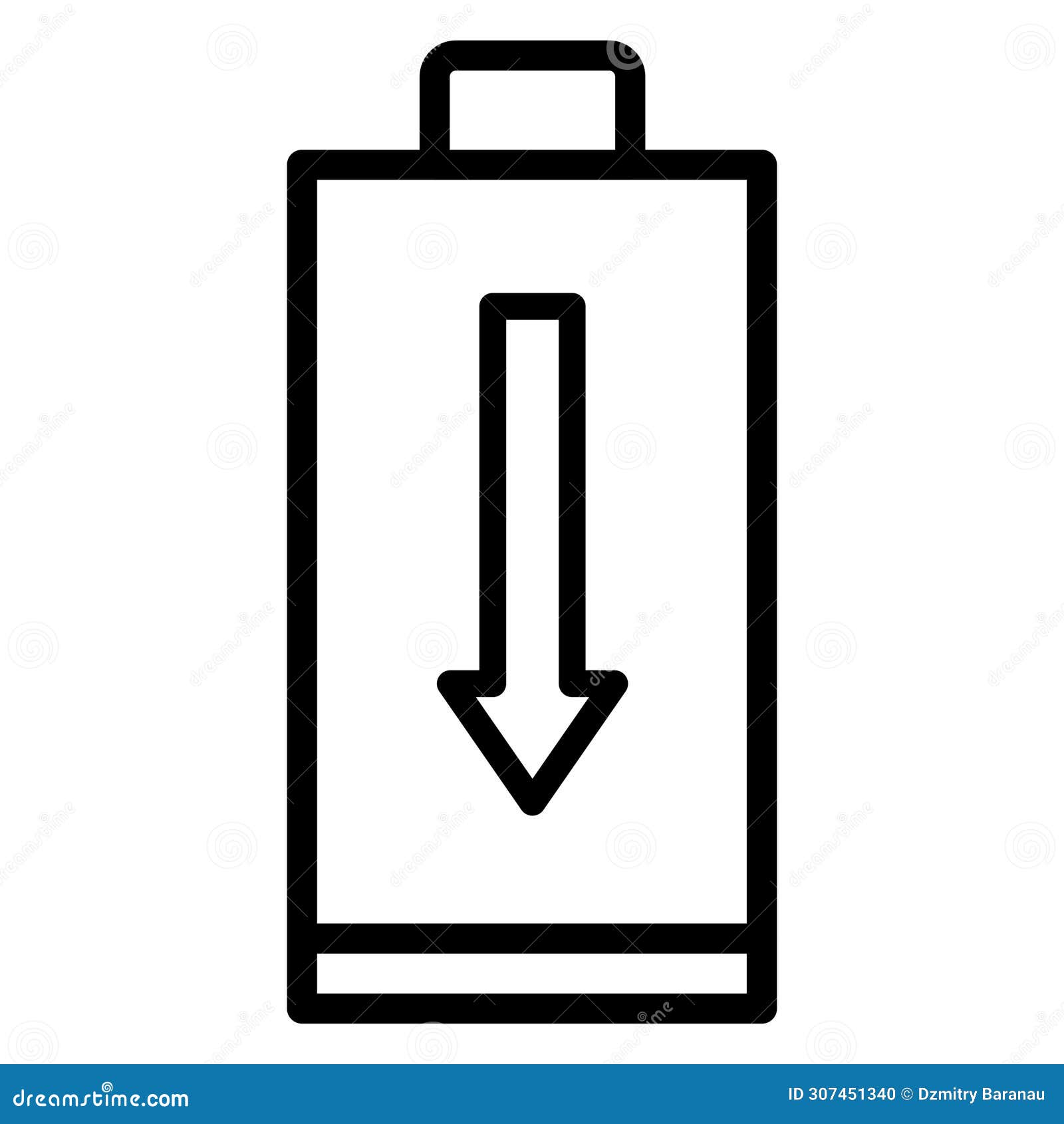 Vector Black Line Icon Low Battery Isolated on White Background Stock ...