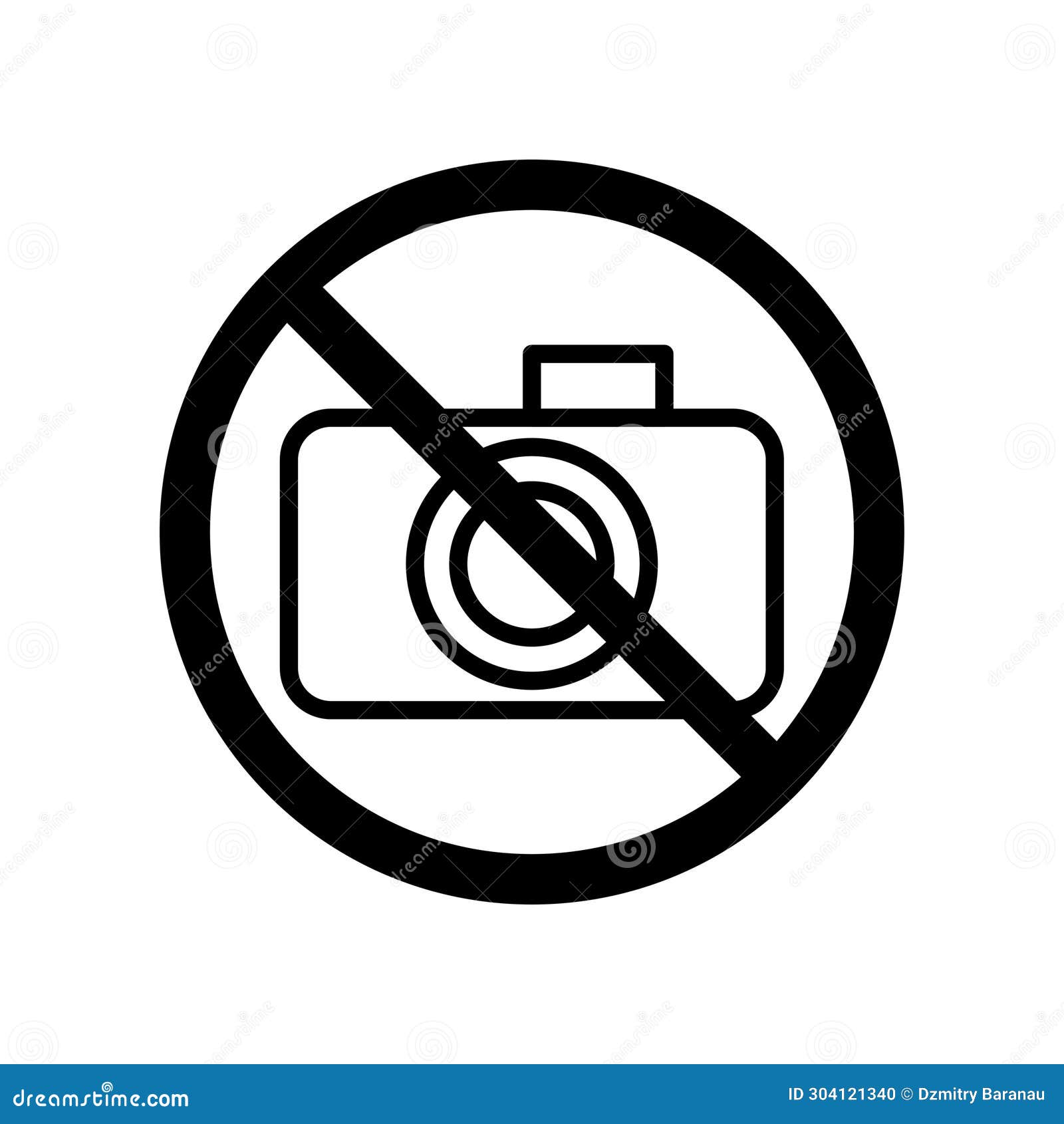 Vector Black Line Icon Photography is Prohibited Isolated on White ...