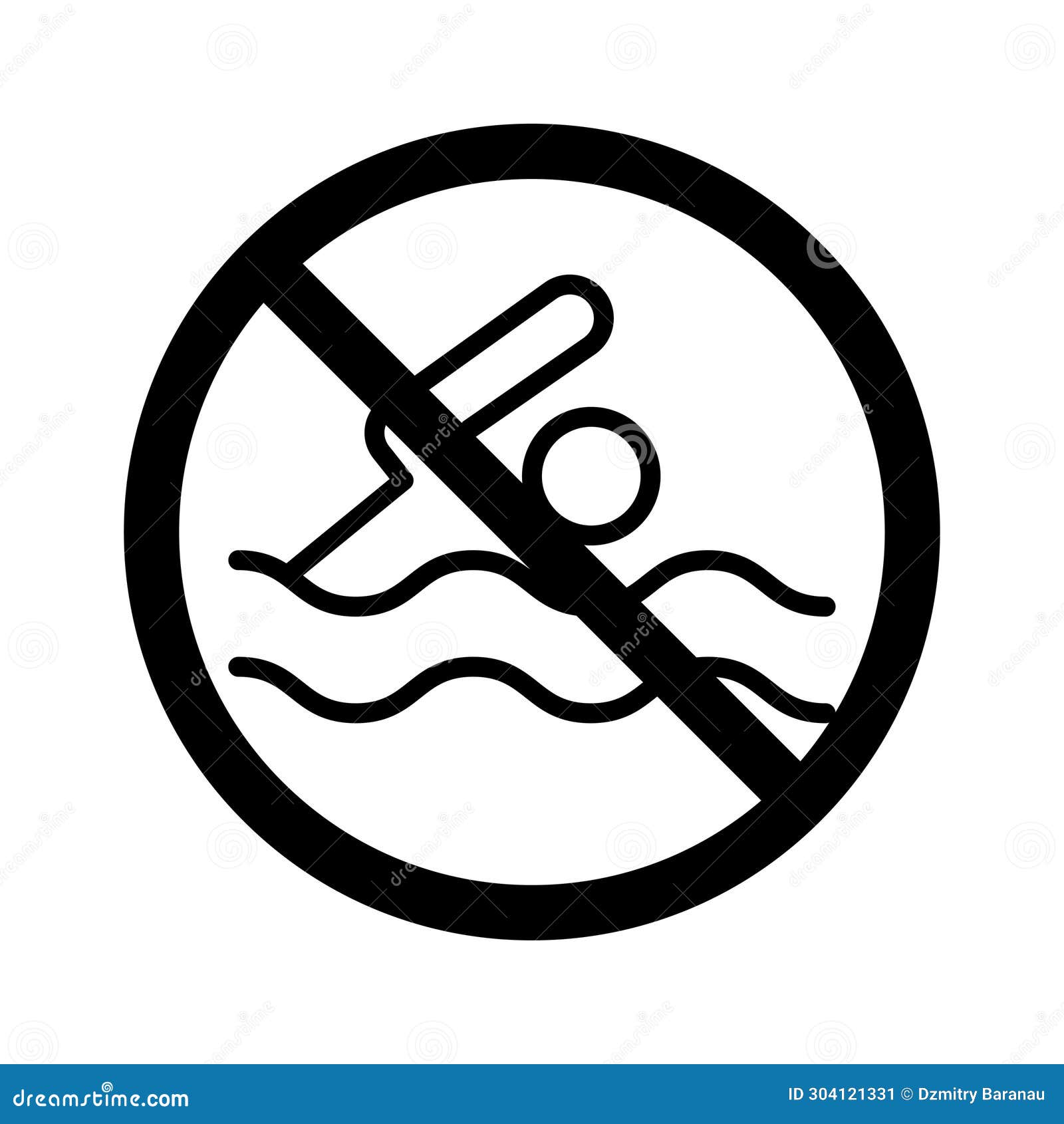 Vector Black Line Icon Swimming is Prohibited Isolated on White ...
