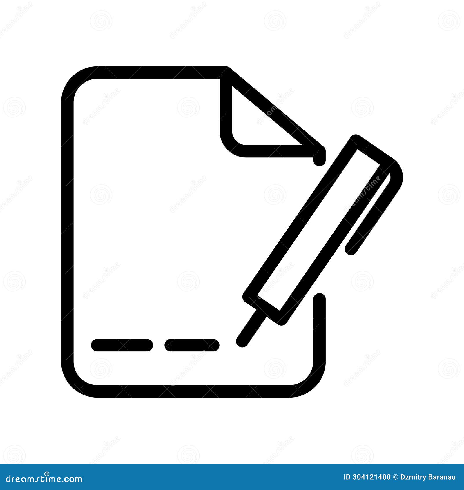 Vector Black Line Icon Write in Notepad Isolated on White Background ...