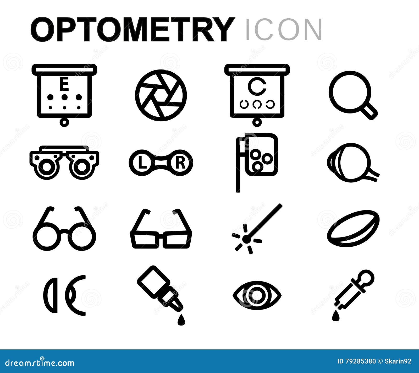 Line Optometry Icons Cartoon Vector | CartoonDealer.com #118436133