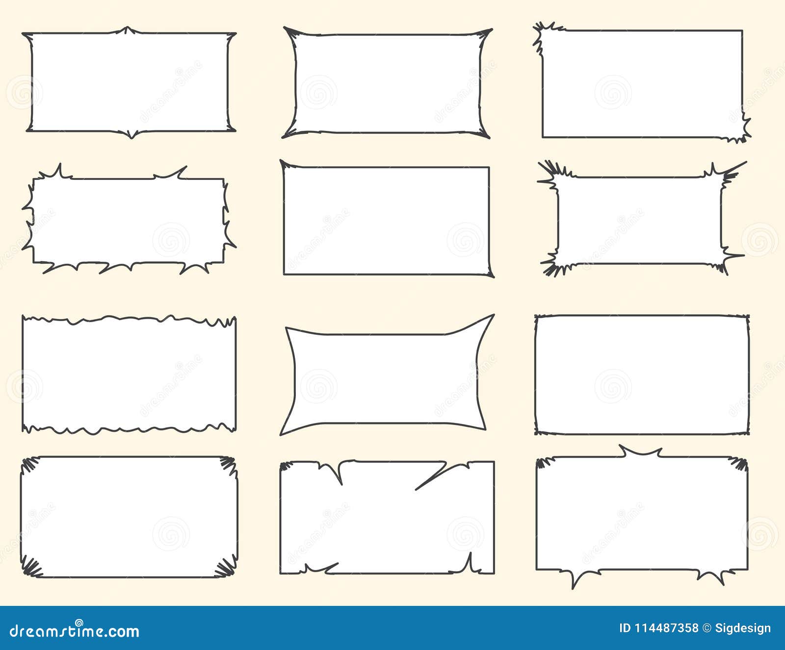 Vector Black Line Rectangle Frames Set Stock Vector - Illustration of ...