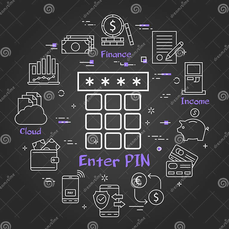 Vector Black Finance and Banking Concept - Enter Pin Code Stock Vector ...
