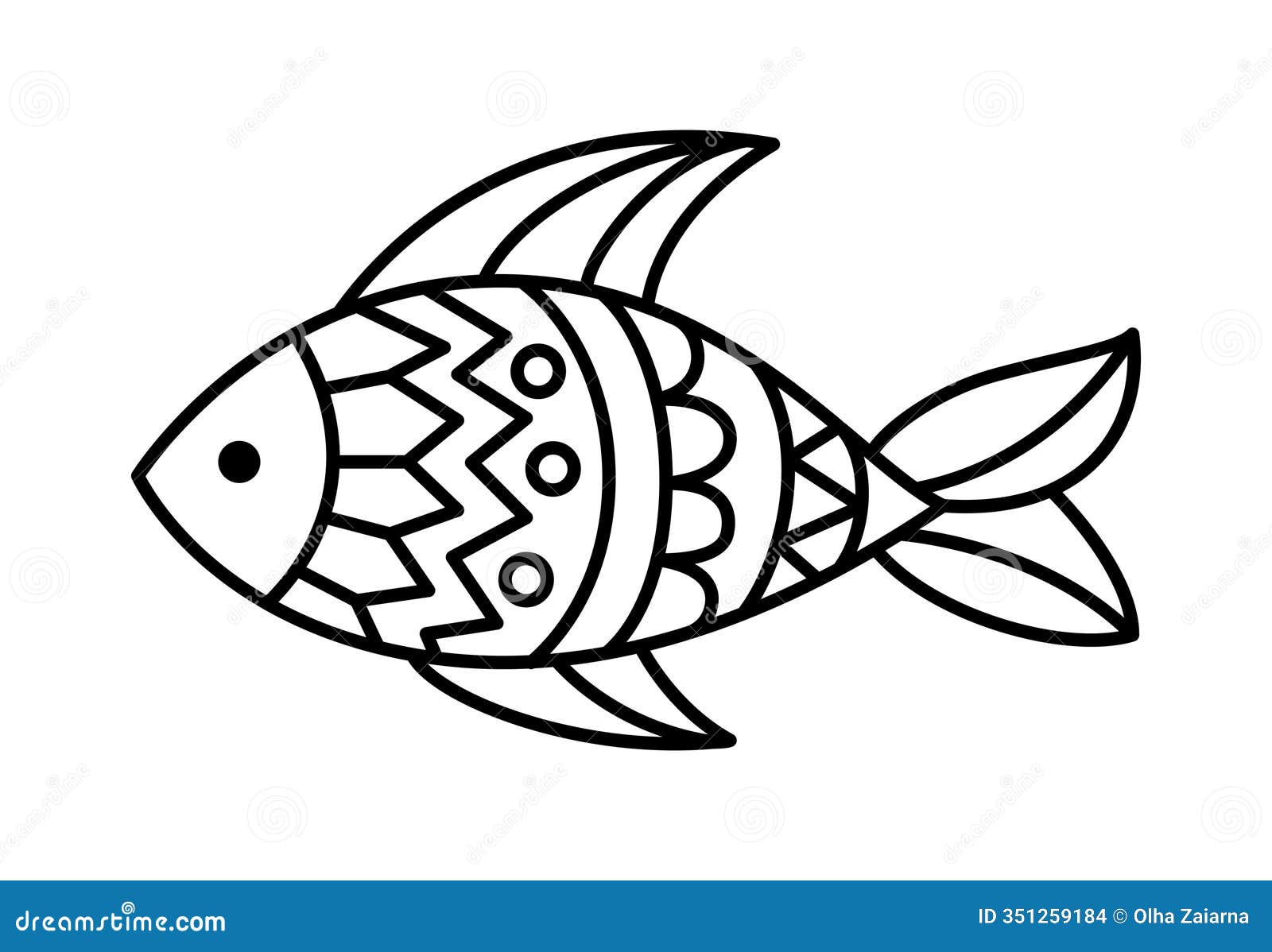 A Set Of Linear Fish Isolated On A White Background. Illustration Of ...