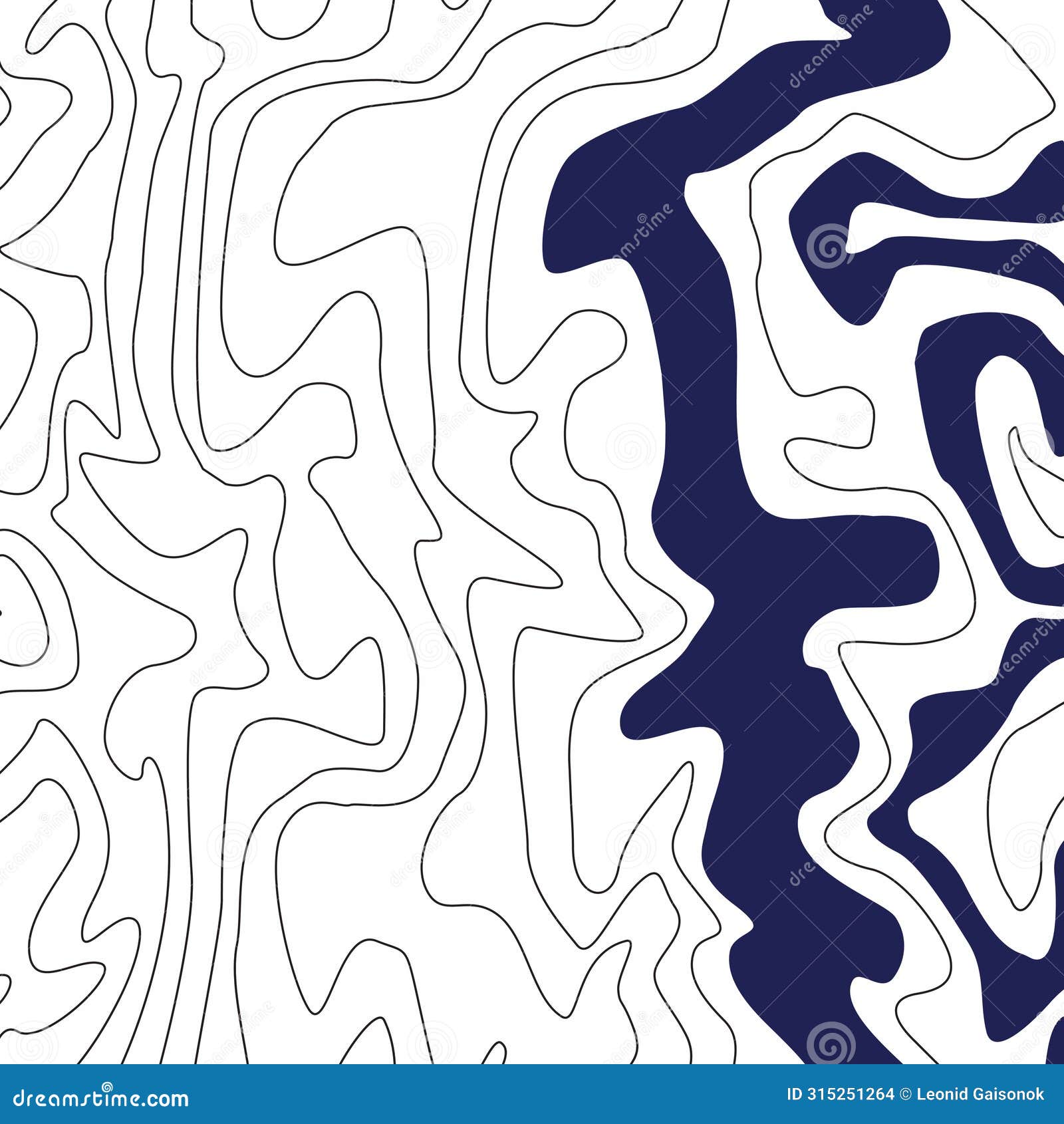 Vector Black Lines Blue Abstractions. Wavy Graphic Background Stock ...