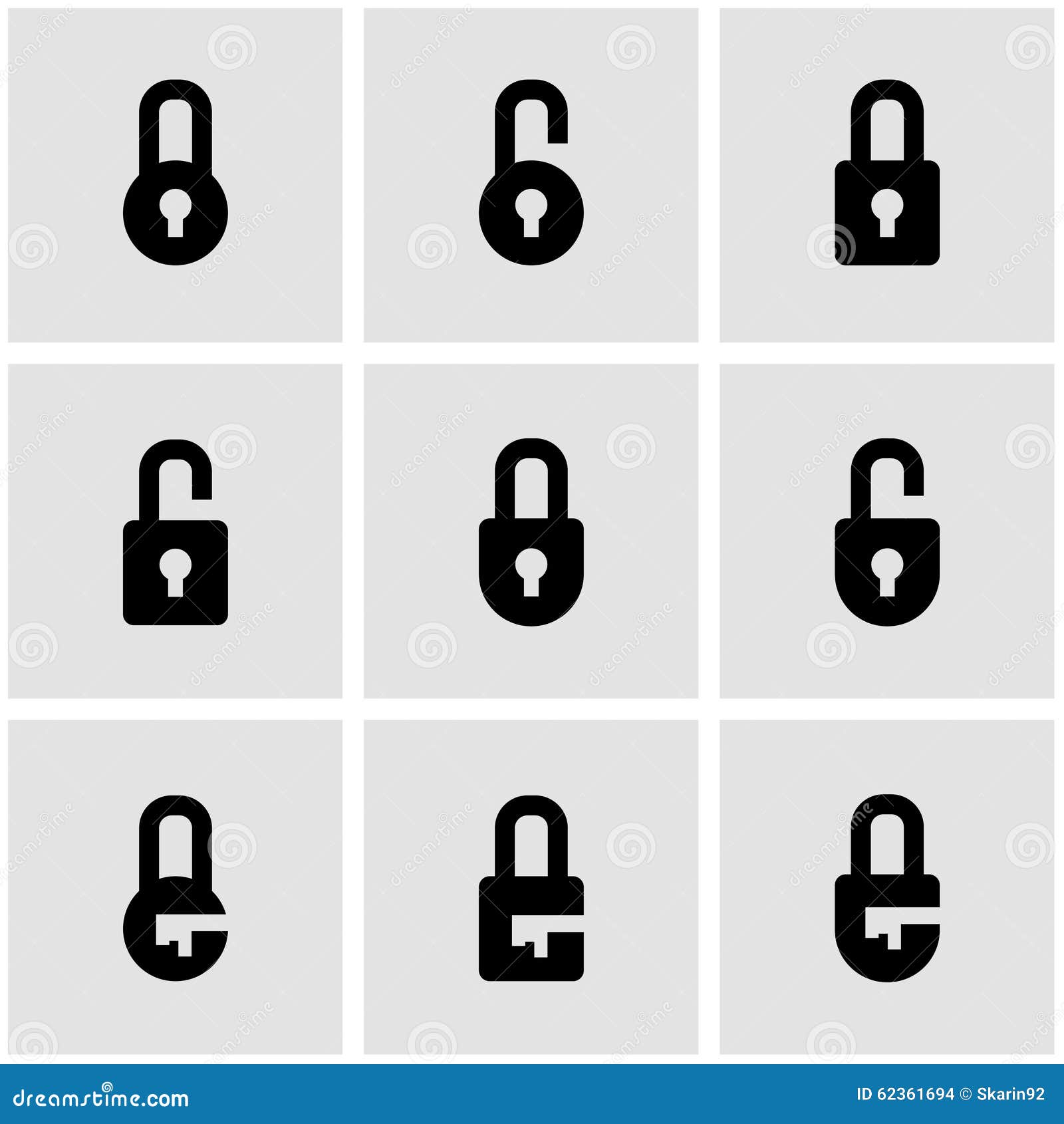 Vector Black Locks Icon Set Stock Illustration - Illustration of design ...