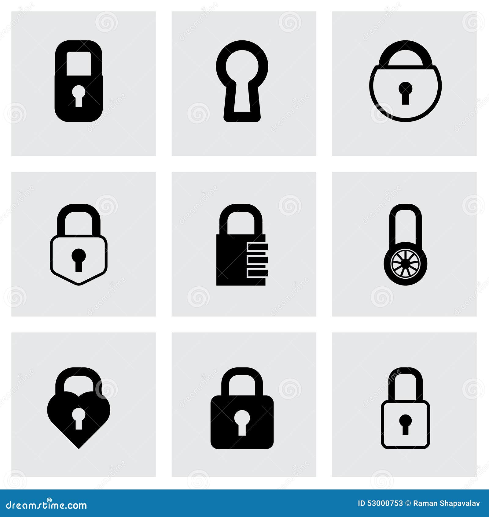 Vector Black Locks Icons Set Stock Vector - Illustration of system ...