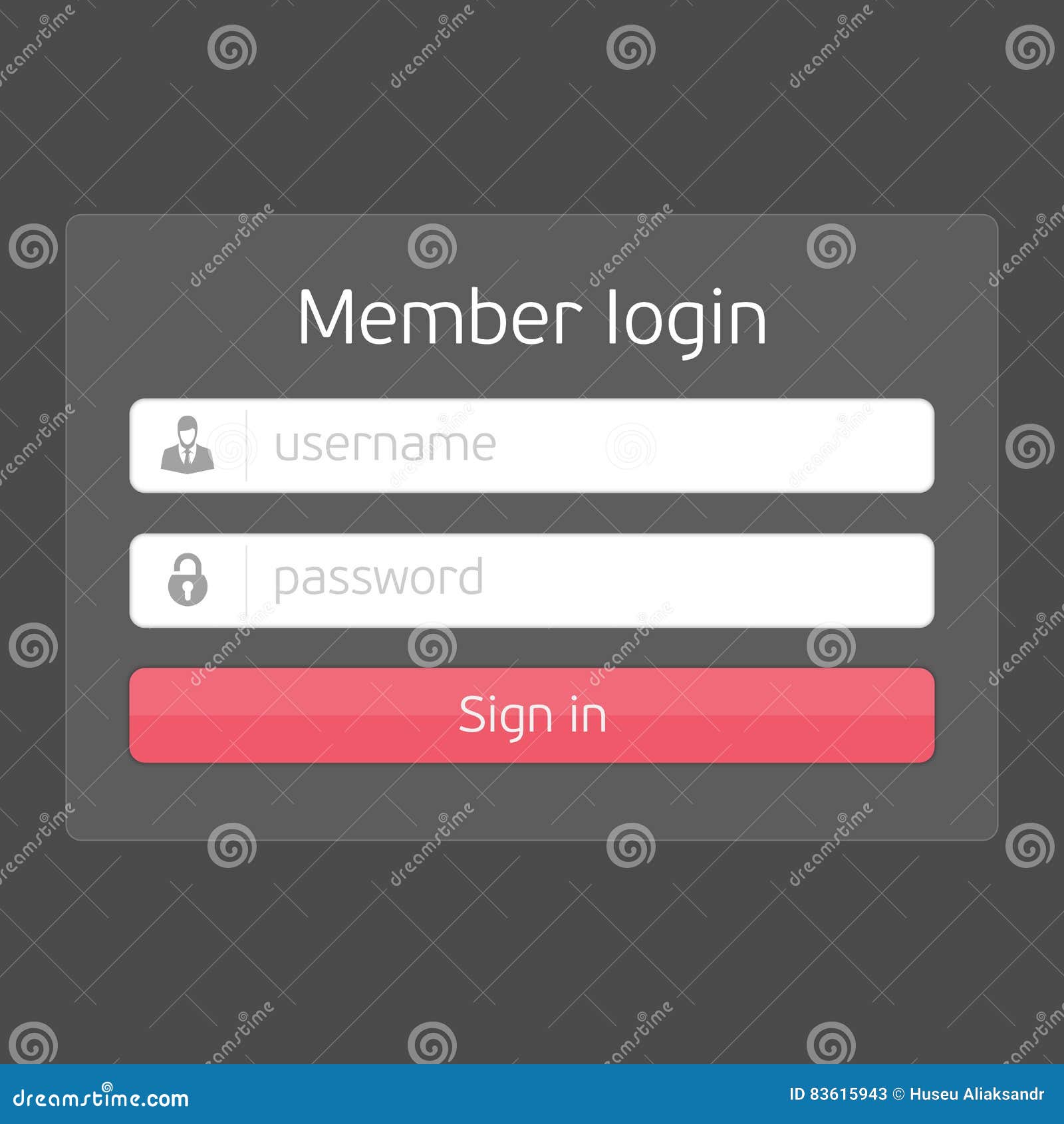 Vector Black Login Interface. Stock Vector - Illustration of sign ...
