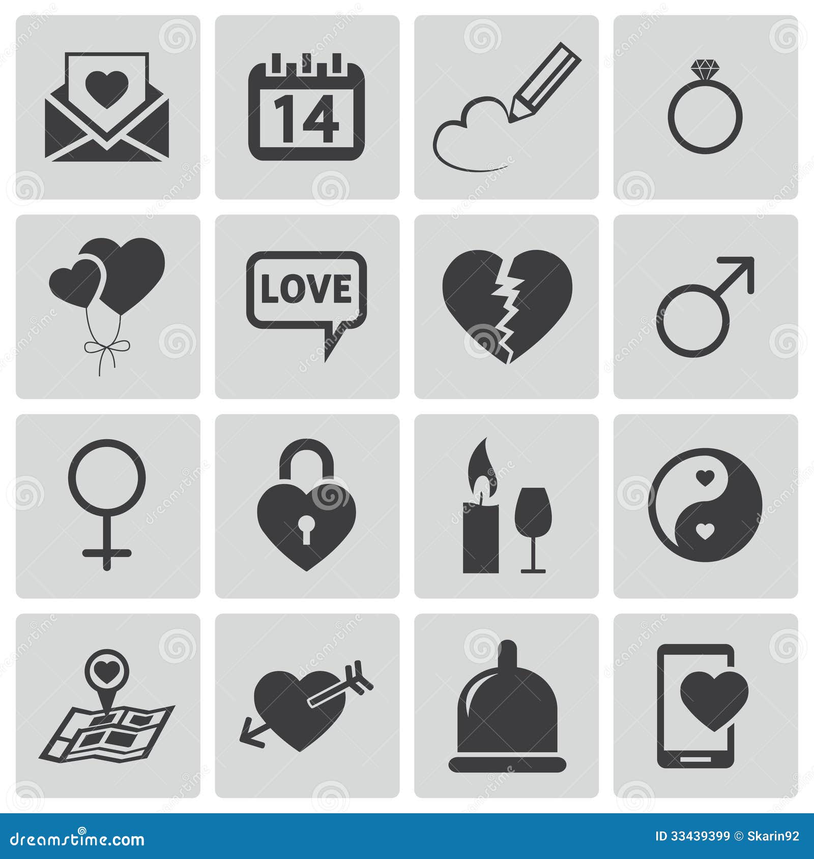 Vector black love icons stock illustration. Illustration of message ...