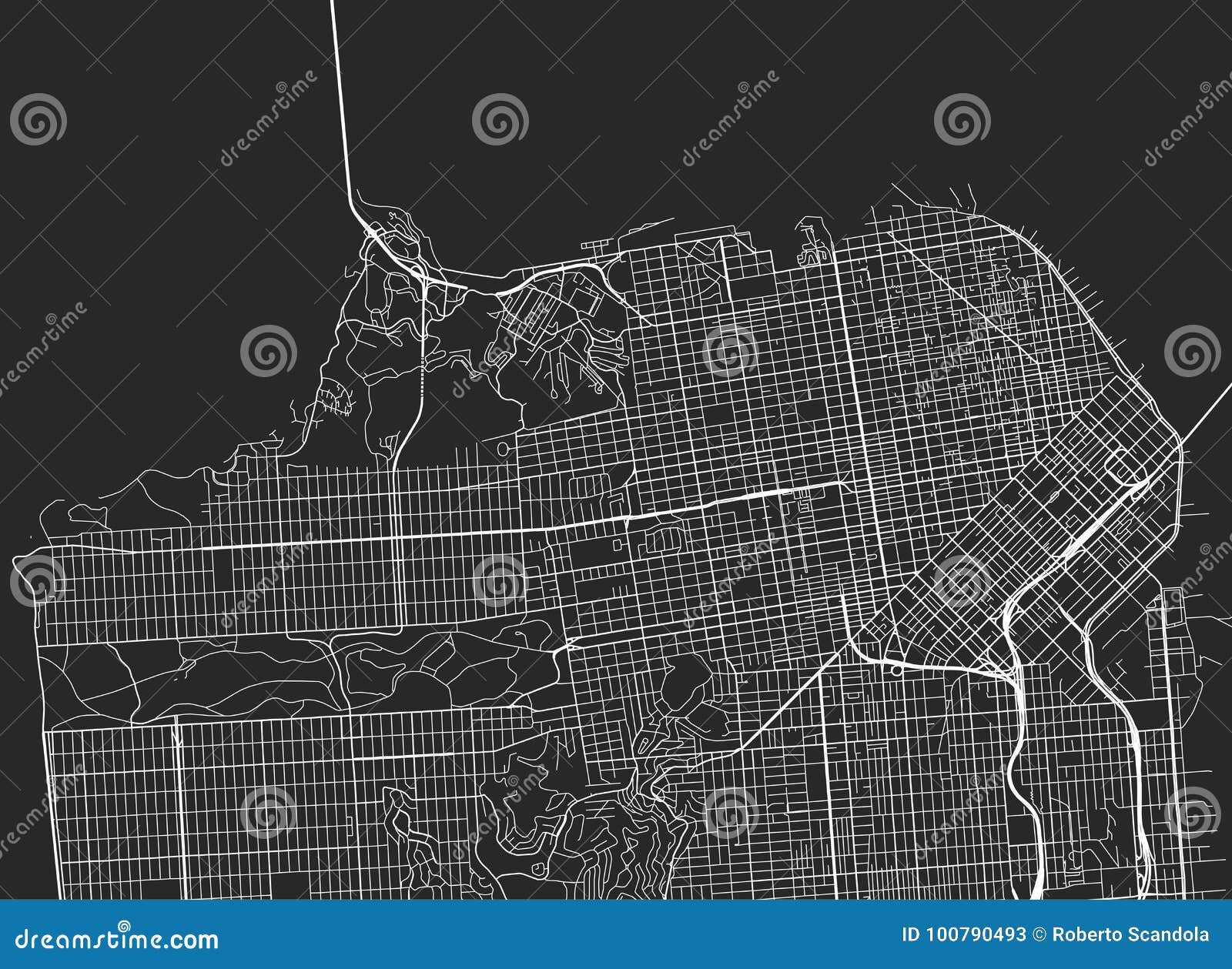 Vector Black Map of San Francisco Stock Vector - Illustration of ...