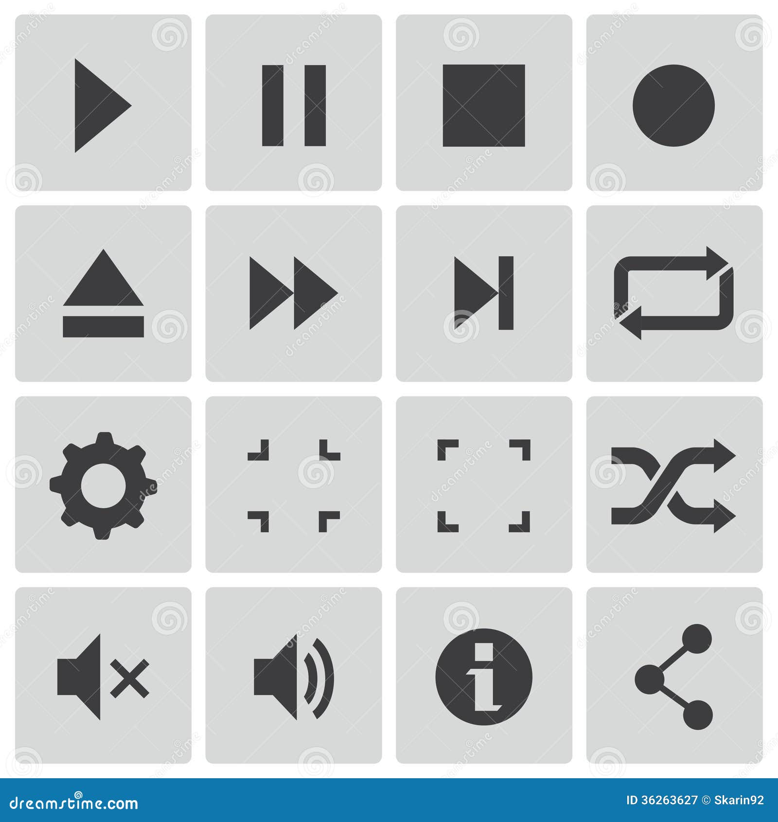 Black Media Player Icons Set Stock Illustrations – 3,921 Black Media ...