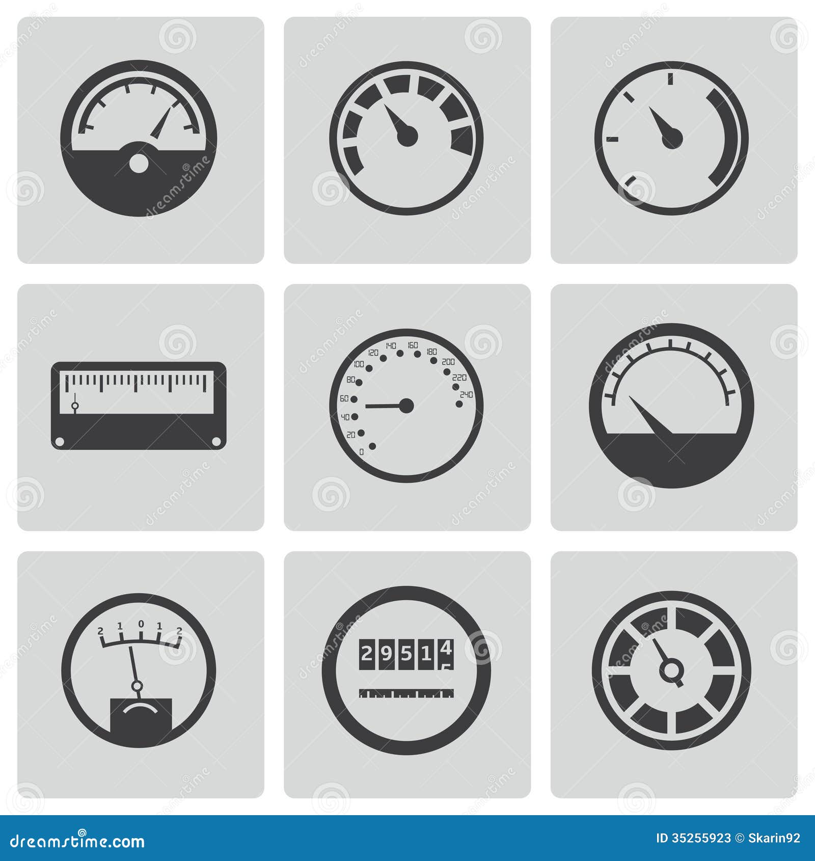 Meter Icons, Symbols Of Speedometers, Manometers Vector Illustration ...