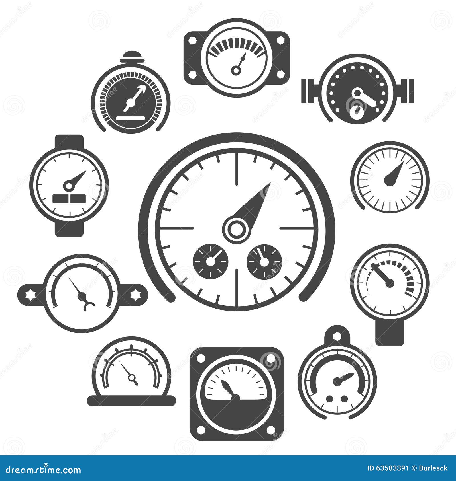 Vector Black Meter Icons Set Stock Vector - Illustration of measuring ...