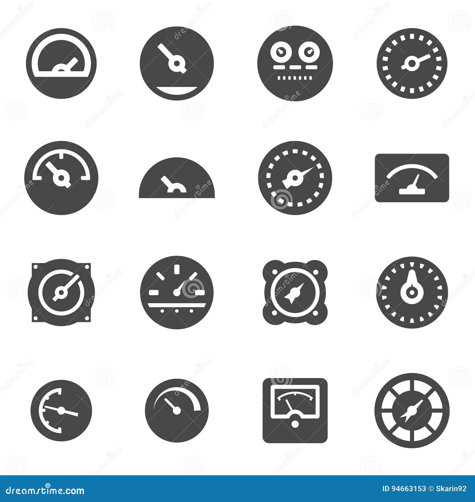Vector Black Meter Icons Set Stock Illustration - Illustration of speed ...
