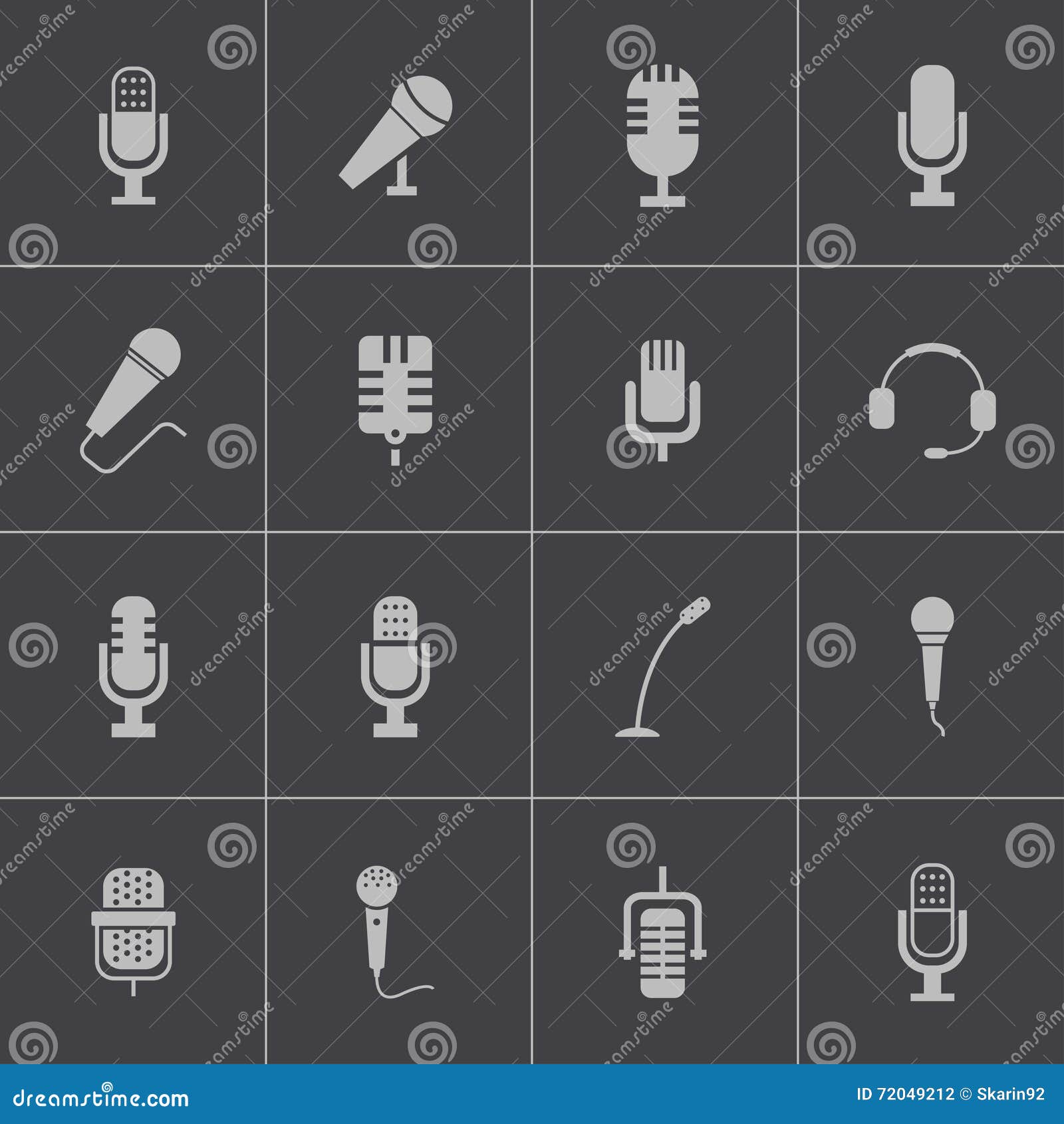 Microphone Icons Set. Microphone Vector Icon. Mic Illustration Symbol ...