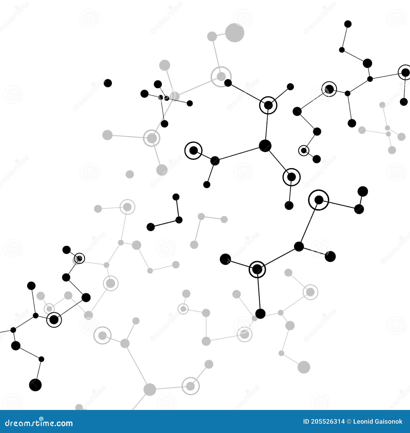 Vector Black Molecules with Dots Lines White Background Stock ...