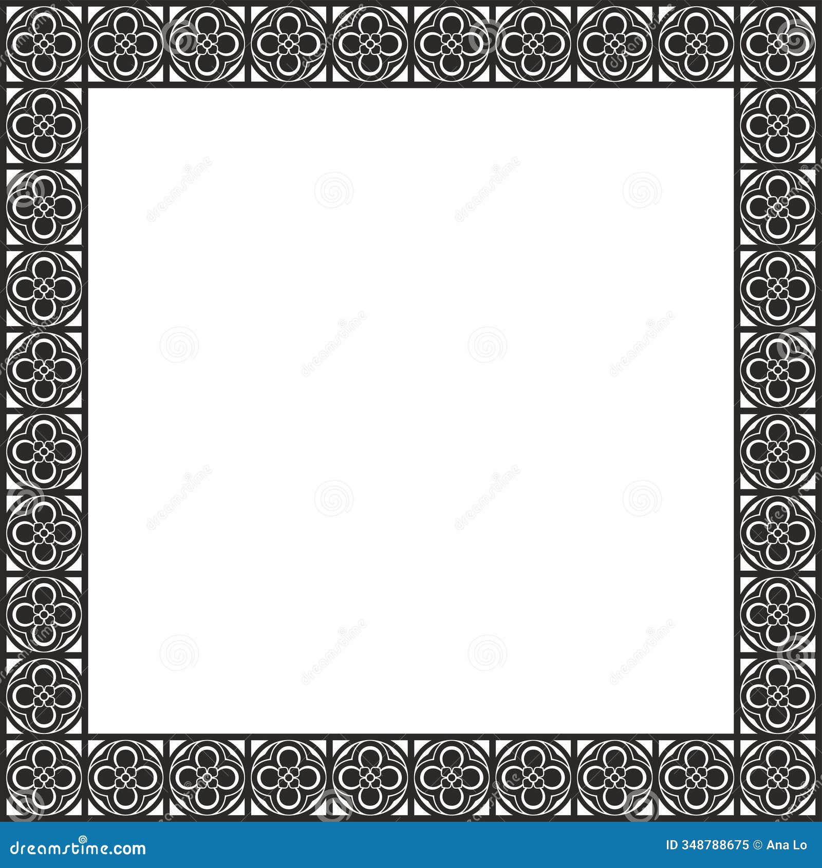 Vector Black Monochrome Square Gothic Ornament. Stock Illustration ...