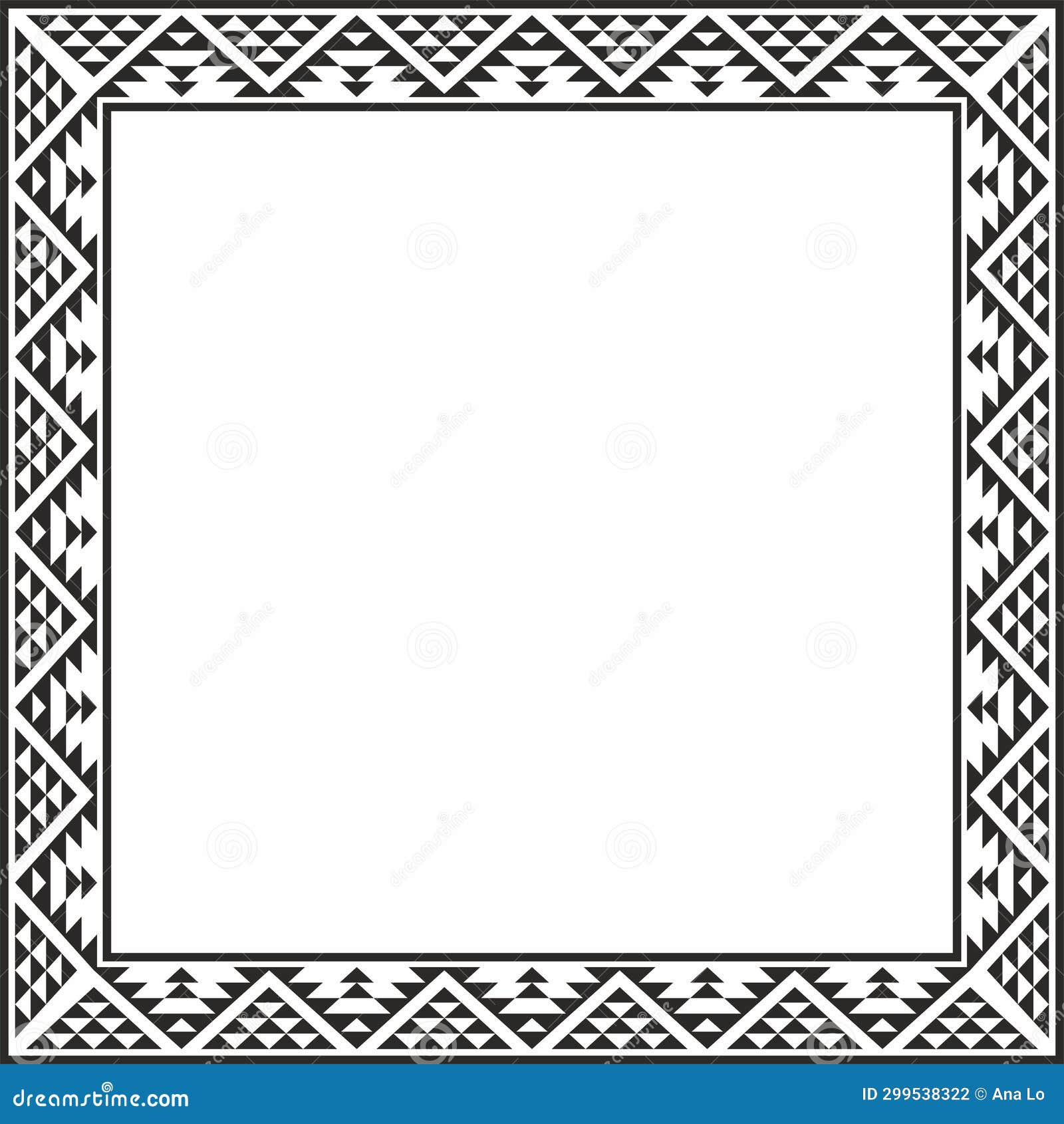 Vector Black Monochrome Square National Indian Patterns. Stock Vector ...