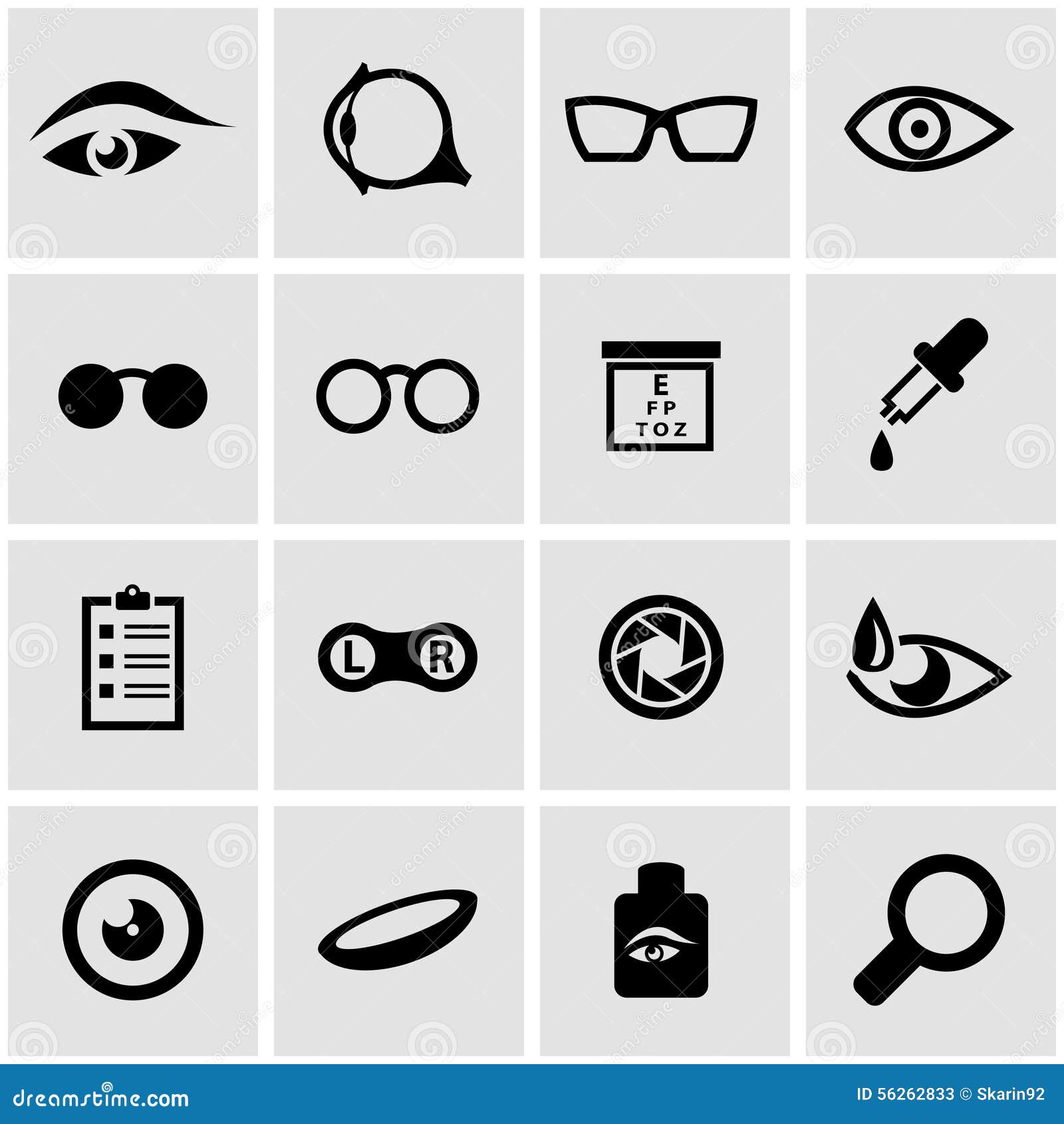 Optometry Icon. Ophthalmology Symbols Eye Doctor Lens Optician Vector ...