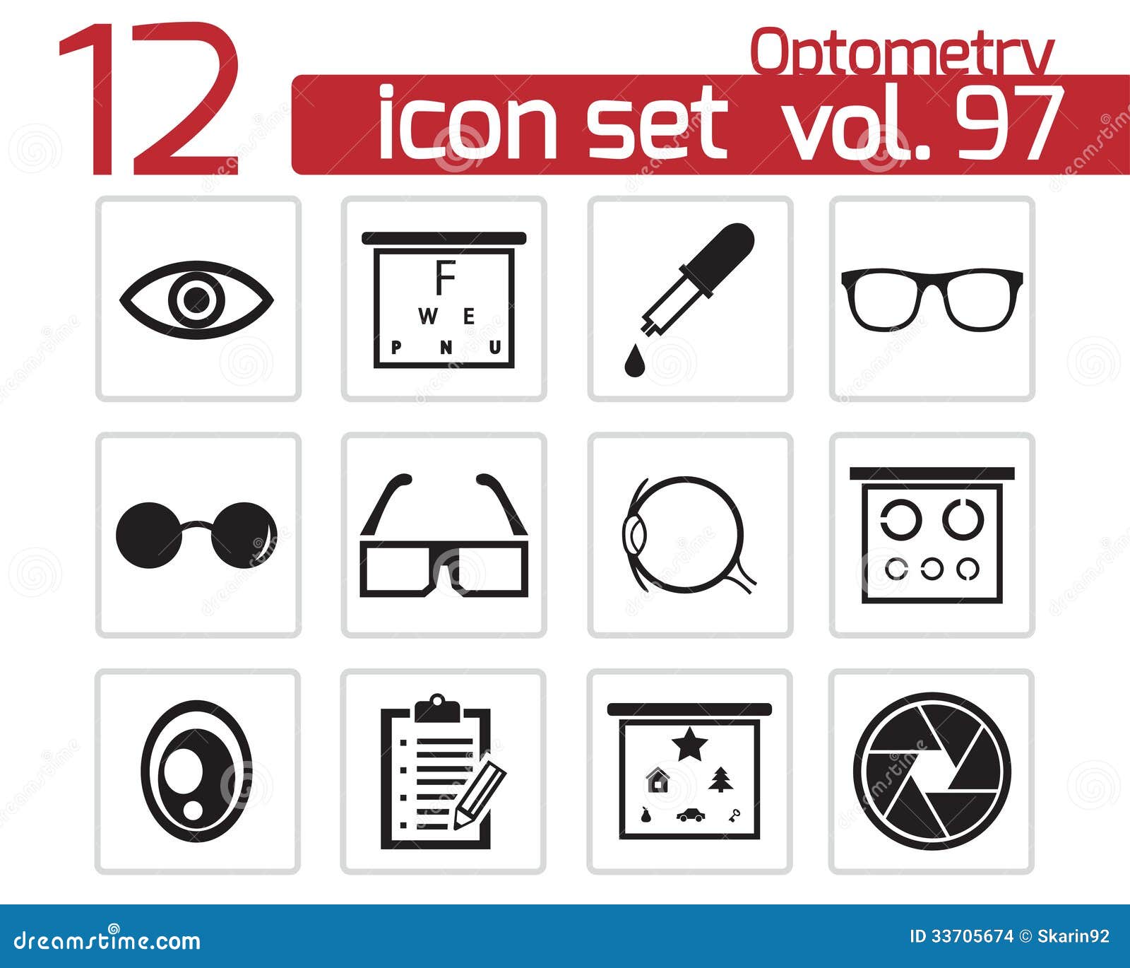 Optometry Icons. Eye And Glasses, Vision And Lens, Laser Surgery Signs ...
