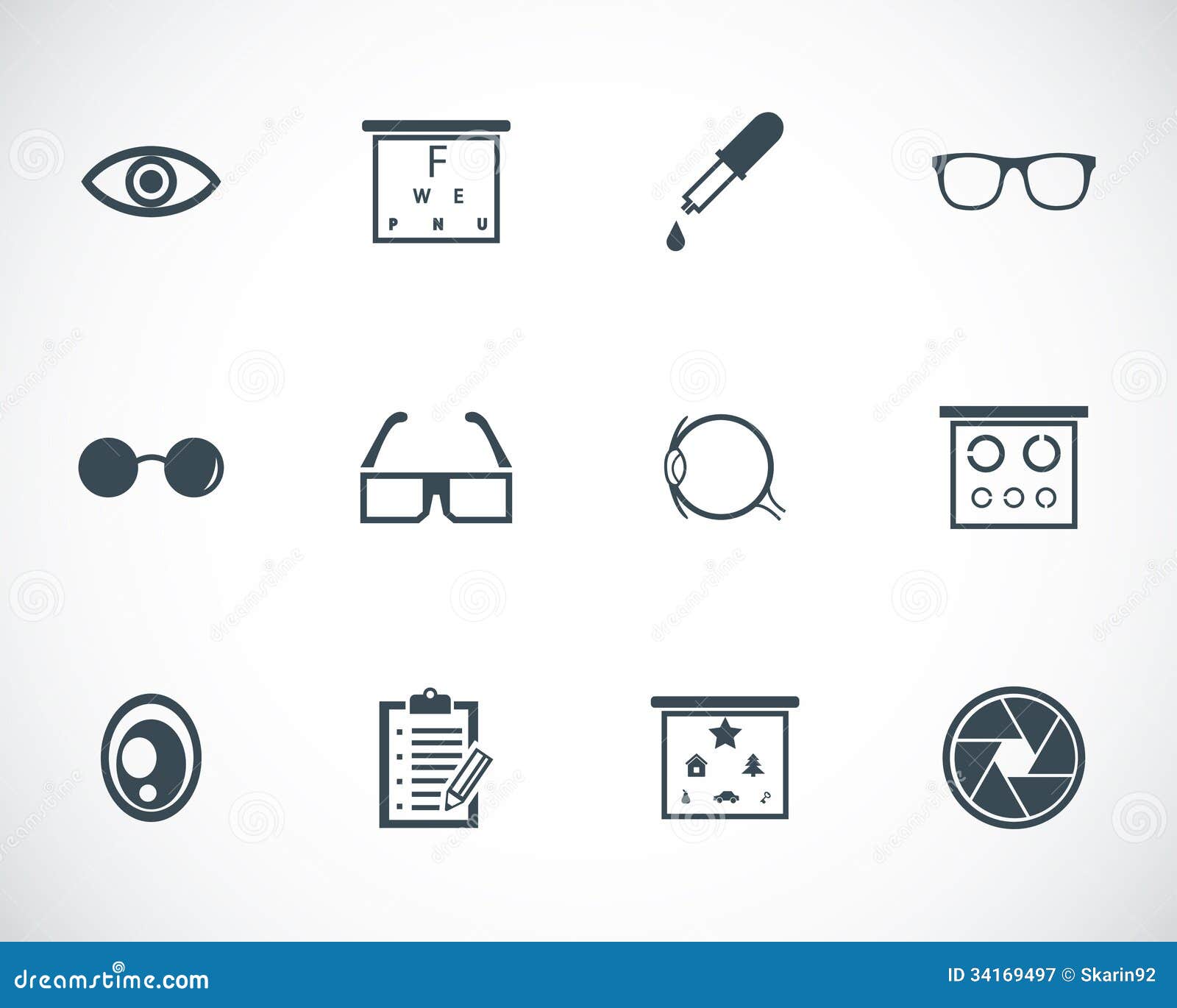 Optometry Icons. Eye And Glasses, Vision And Lens, Laser Surgery Signs ...