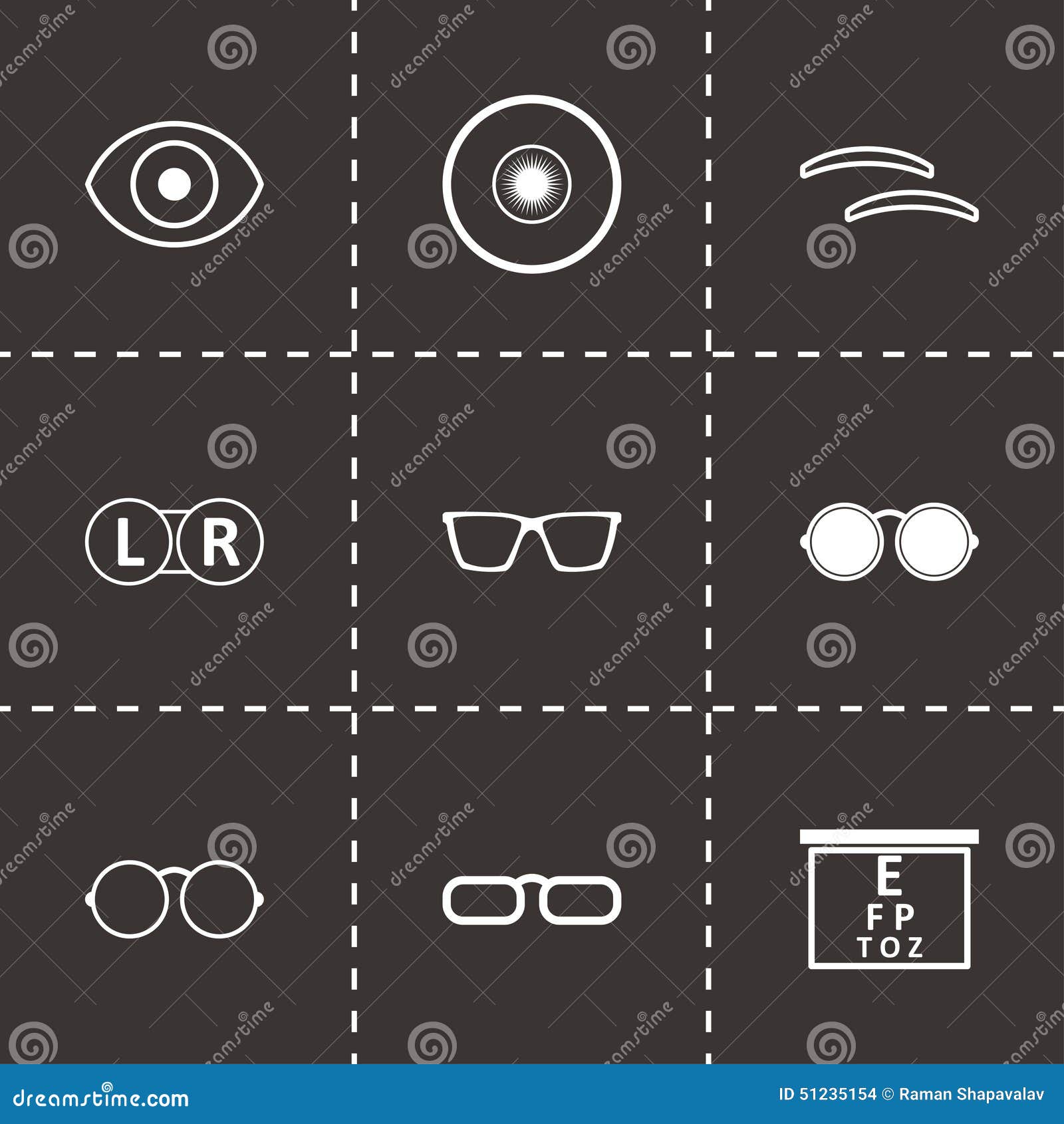 Optometry Icons. Eye And Glasses, Vision And Lens, Laser Surgery Signs ...