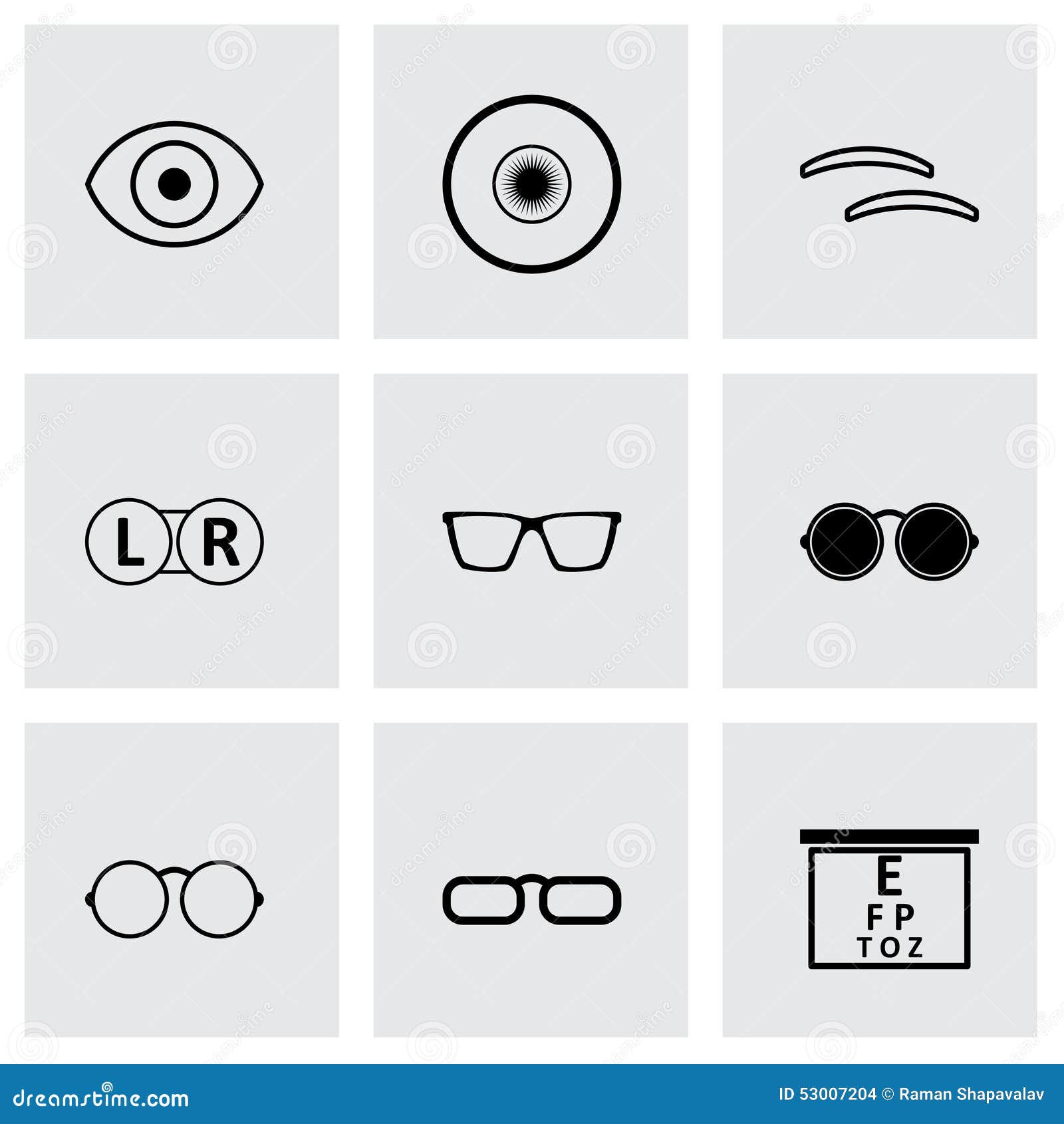 Optometry Icons. Eye And Glasses, Vision And Lens, Laser Surgery Signs ...