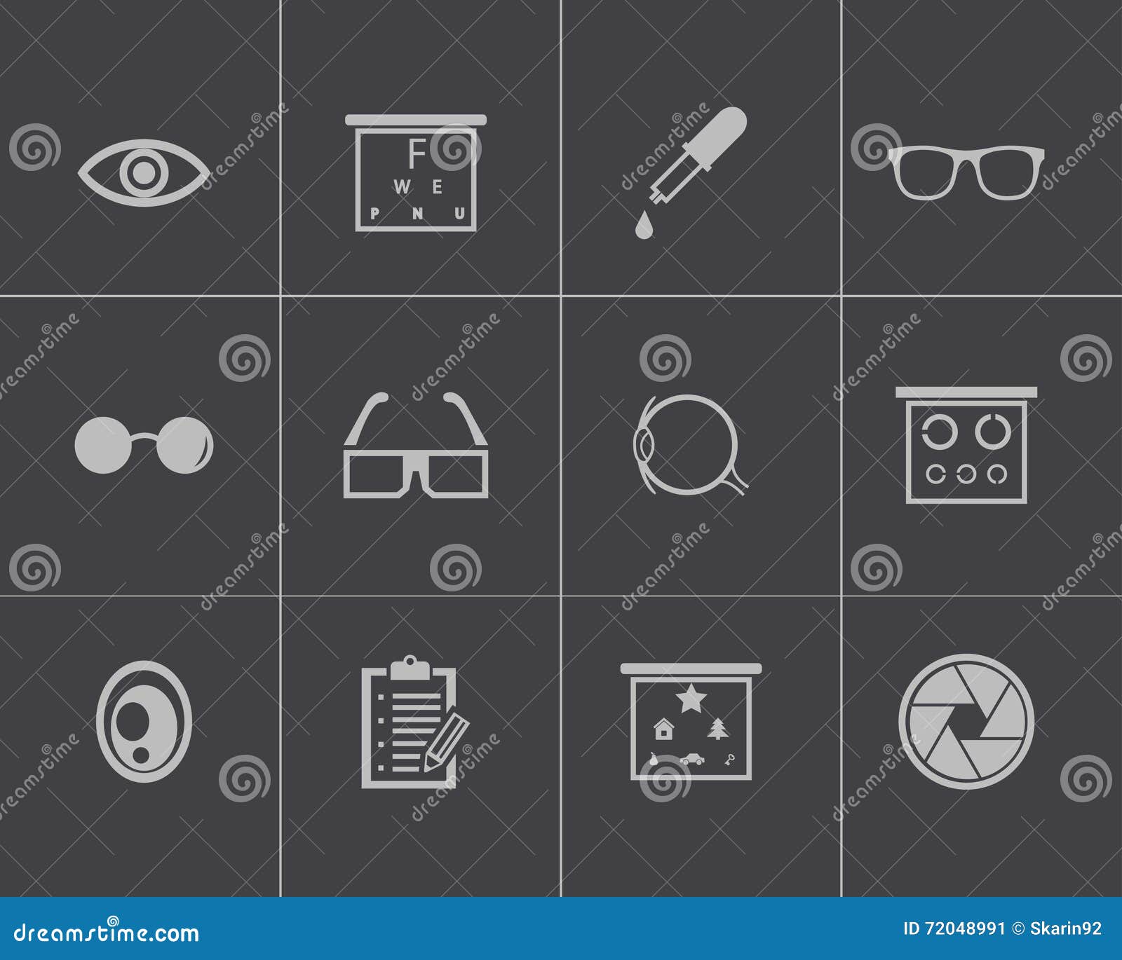 Optometry Icons. Eye And Glasses, Vision And Lens, Laser Surgery Signs ...