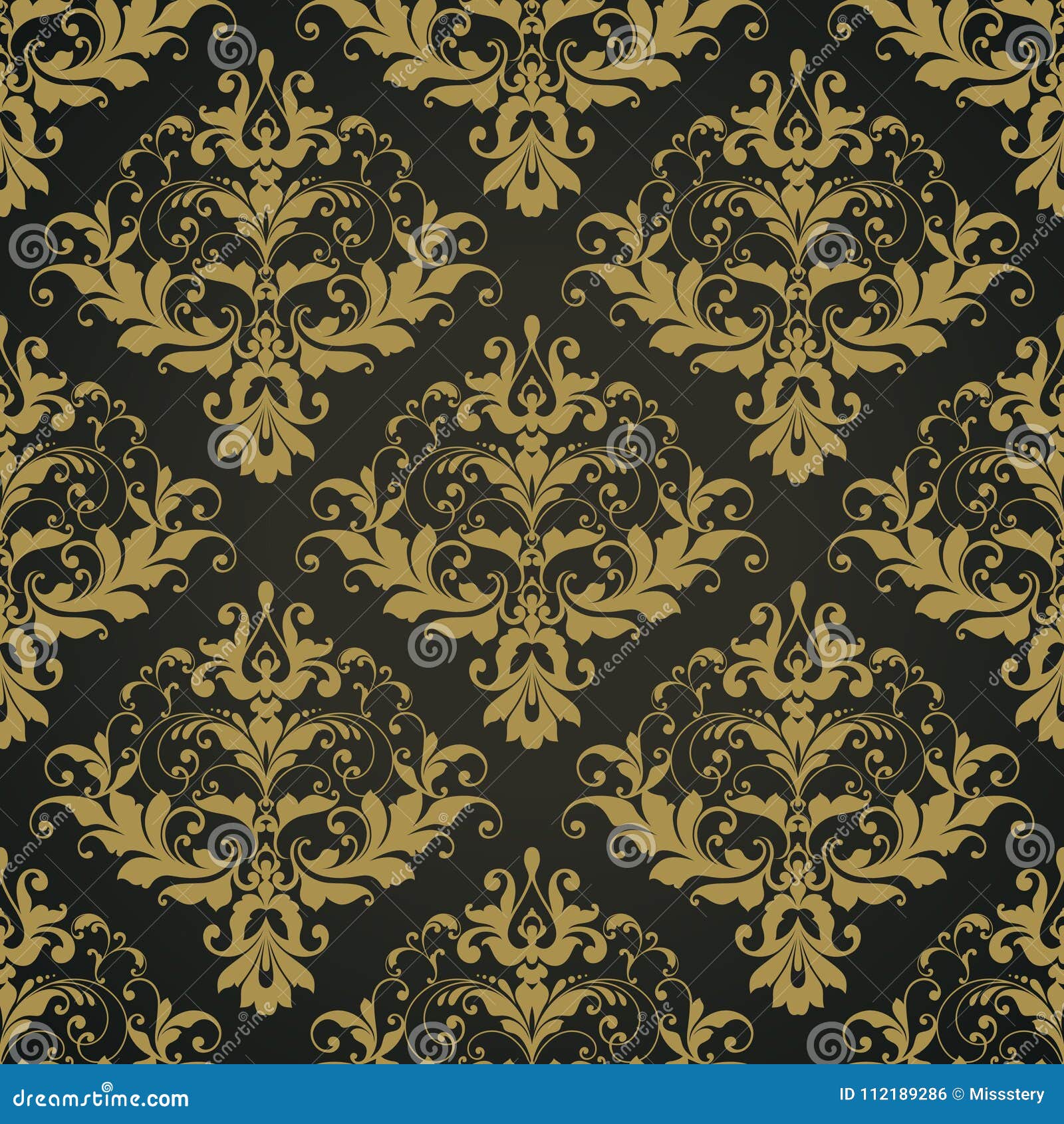 Vector Black Ornate Damask Background Seamless Abstract Decorative ...