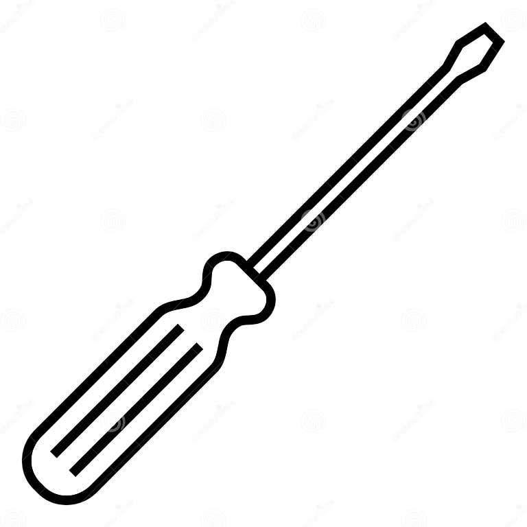 Vector Black Outline Icon - Screwdriver Tool. Stock Vector ...