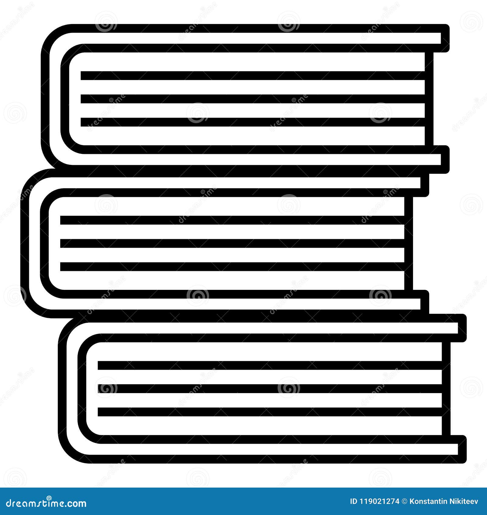 Vector Black Outline Icon - Stack of Books Stock Vector - Illustration ...
