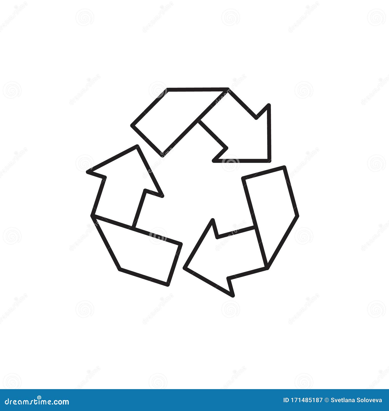 Vector Black Outline Recycle Sign Symbol Stock Illustration ...