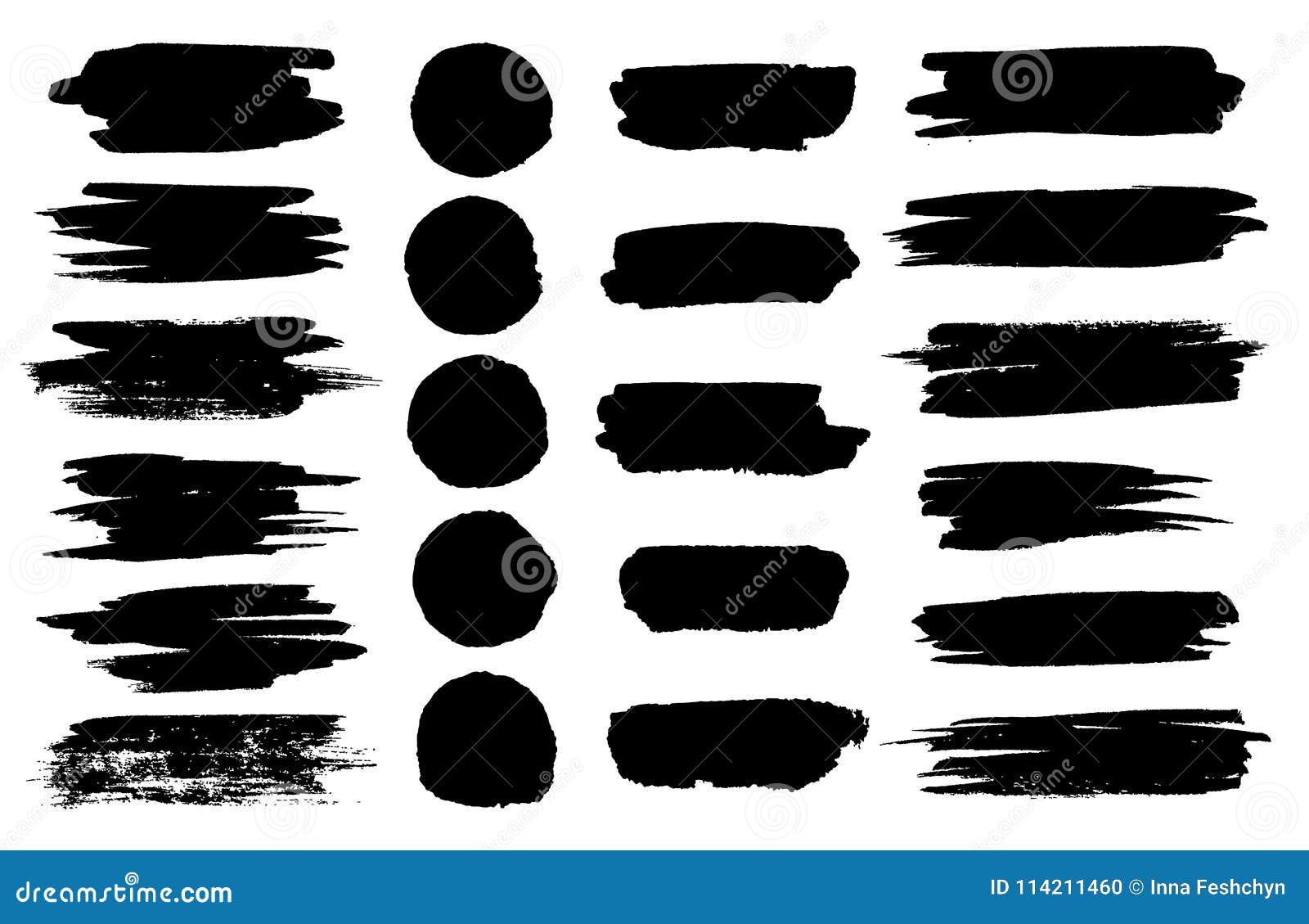Vector Black Paint Brush Spots, Highlighter Lines or Felt-tip Pen ... Vector Black Paint Brush Spots, Highlighter Lines or Felt-tip Pen ...