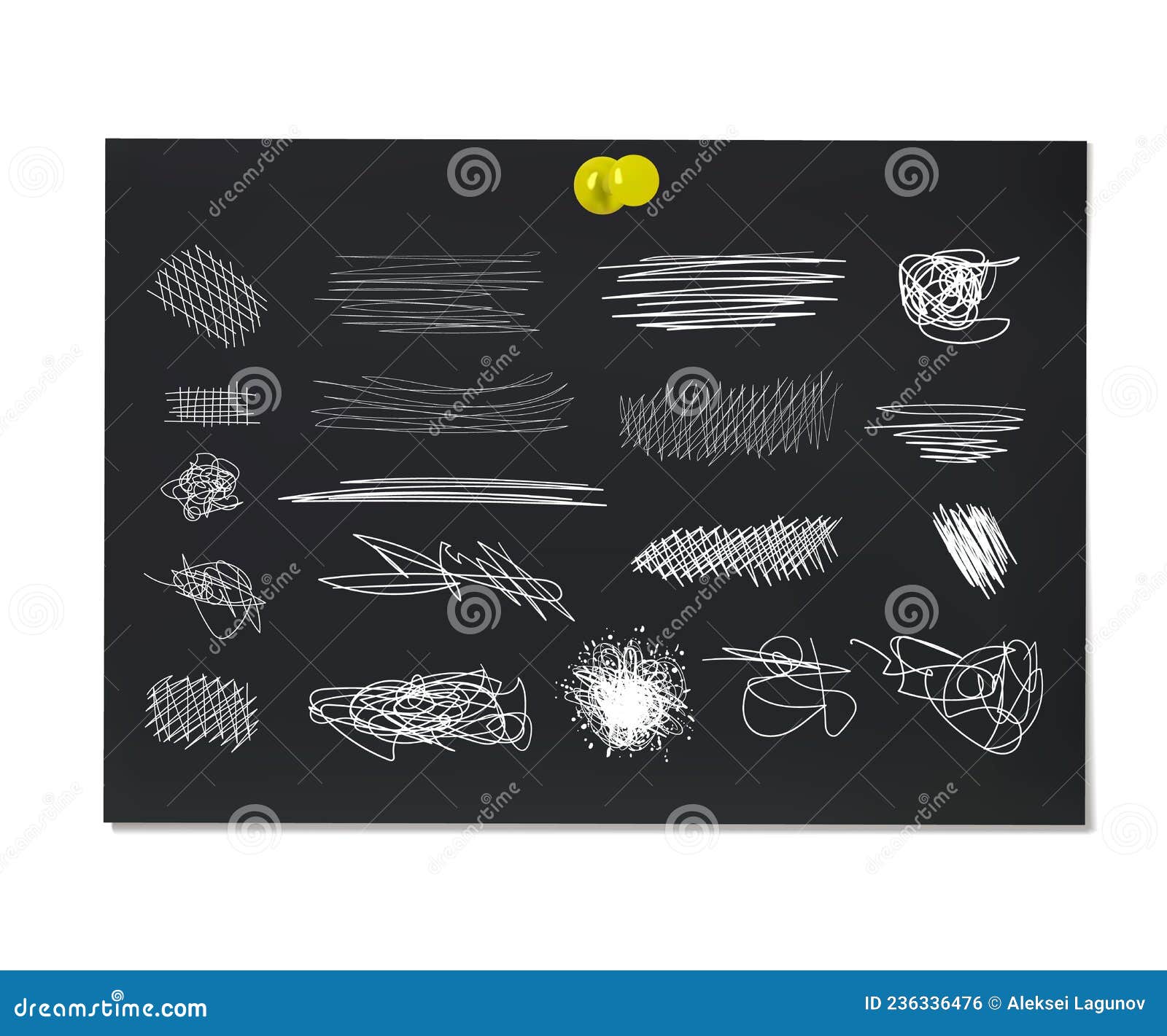 Vector Black Paper Sheet and White Scribble Lines on it, Pinned Paper ...
