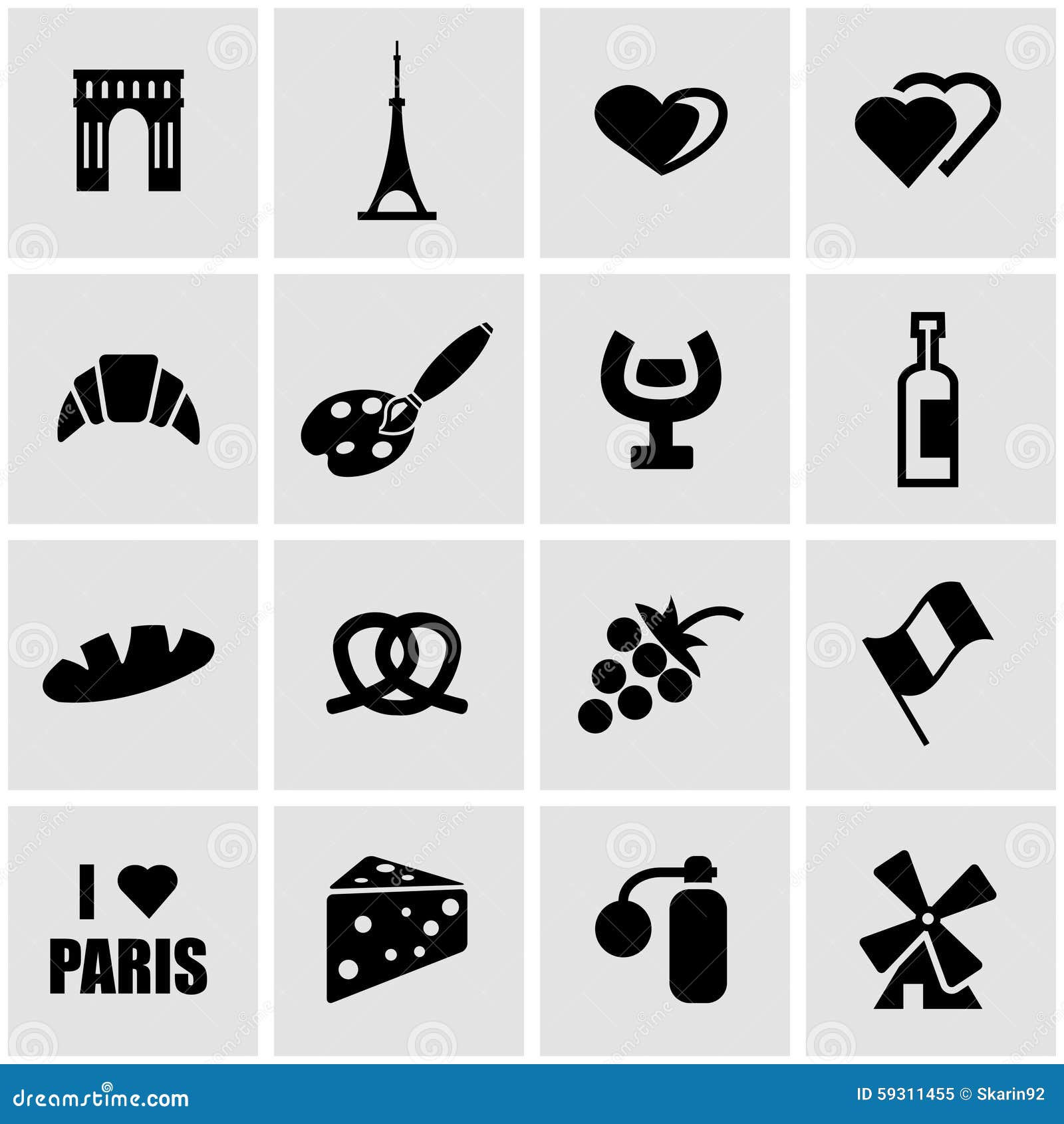 Vector Black Paris Icon Set Stock Illustration - Illustration of icons ...
