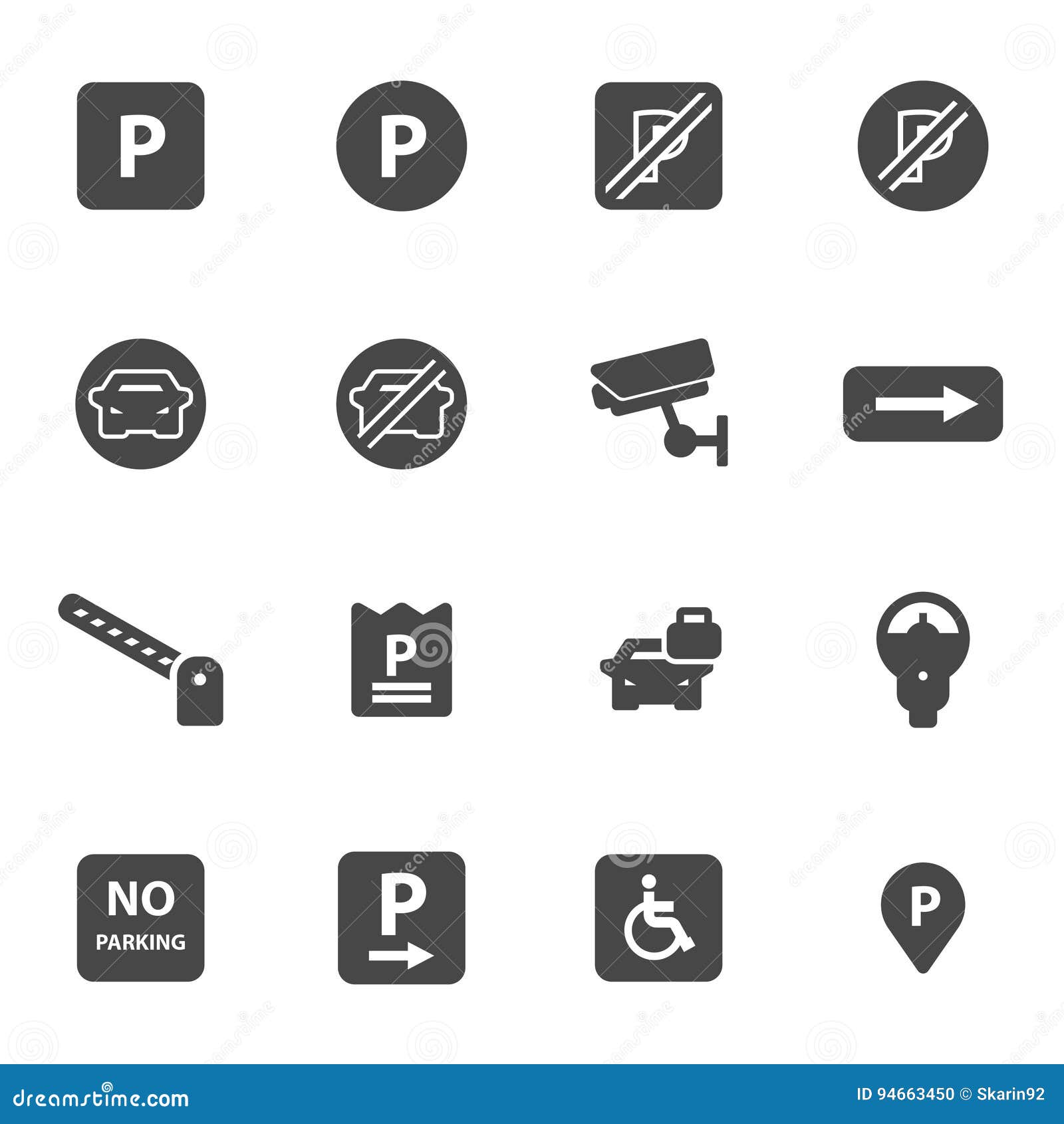 Vector Black Parking Icons Set Stock Illustration - Illustration of ...