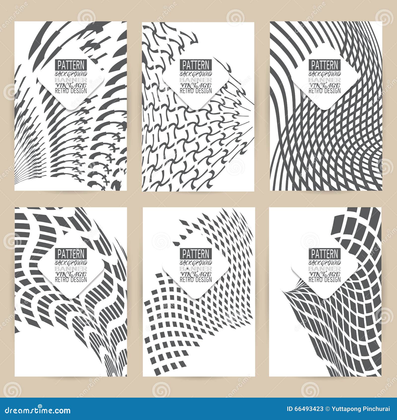 Set Of Brochures In Lines Pattern Style. Beautiful Frames And ...