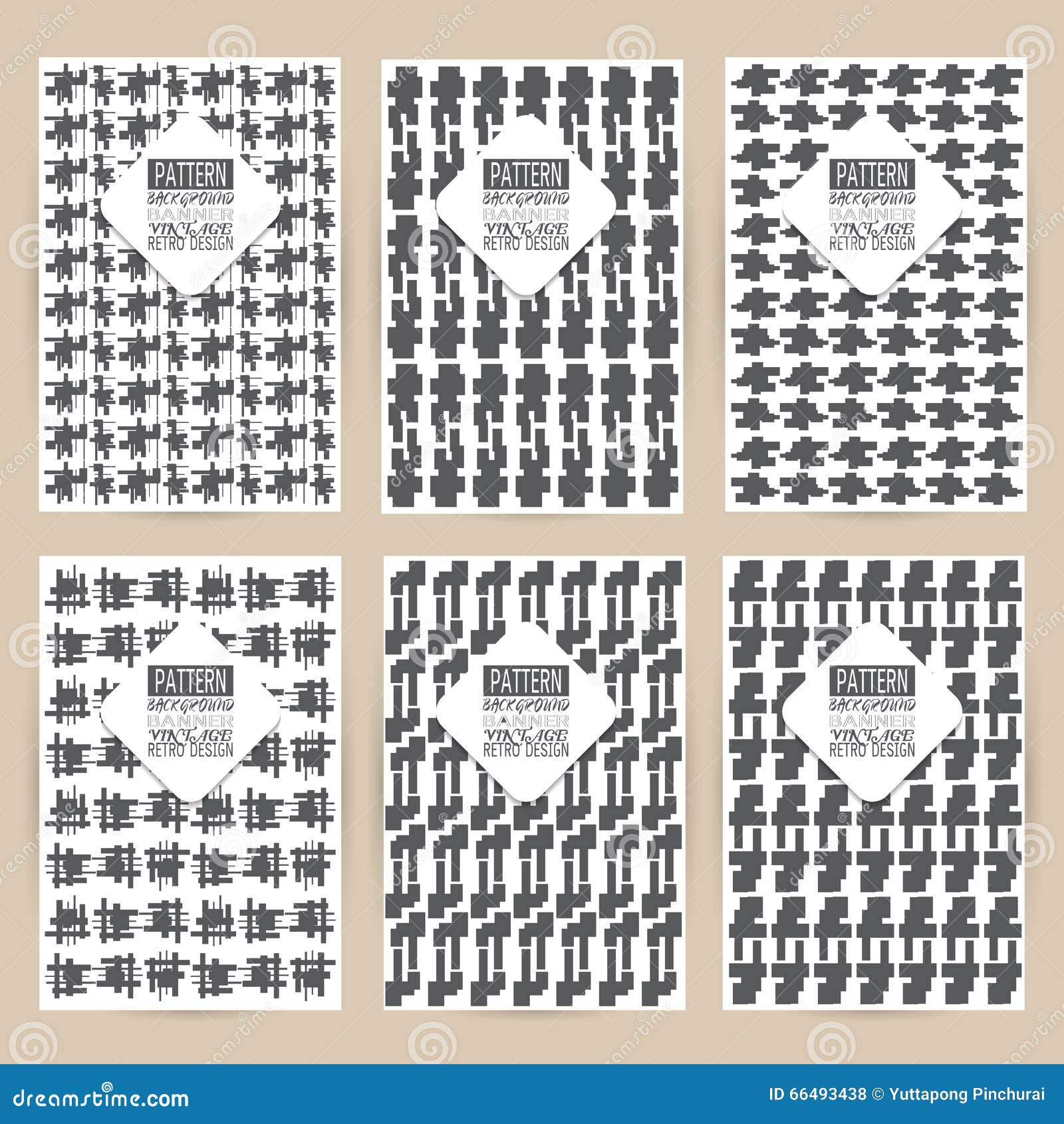 Set Of Brochures In Lines Pattern Style. Beautiful Frames And ...
